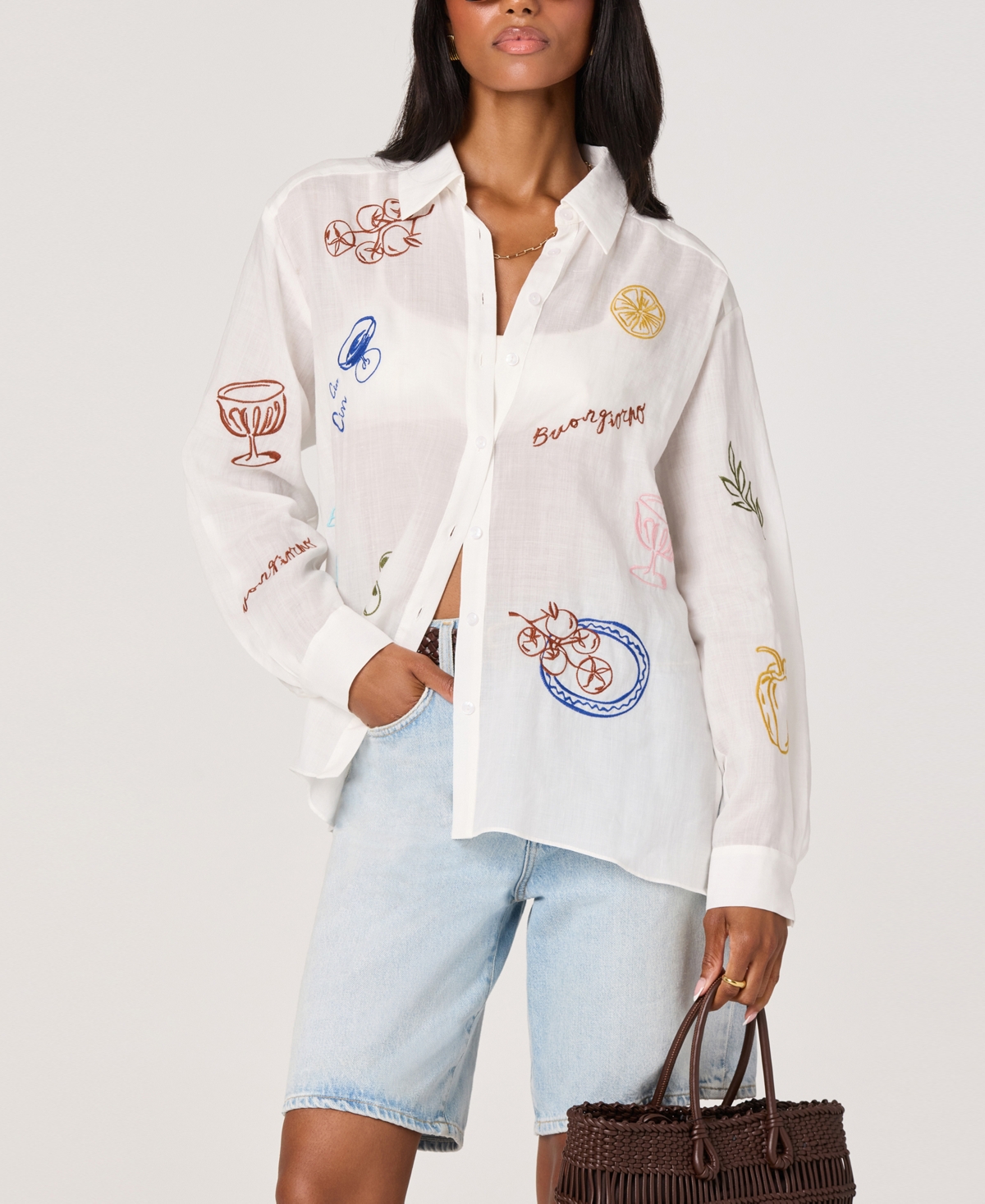 Click here for Astr the Label Womens Trace Collared Shirt - White... prices