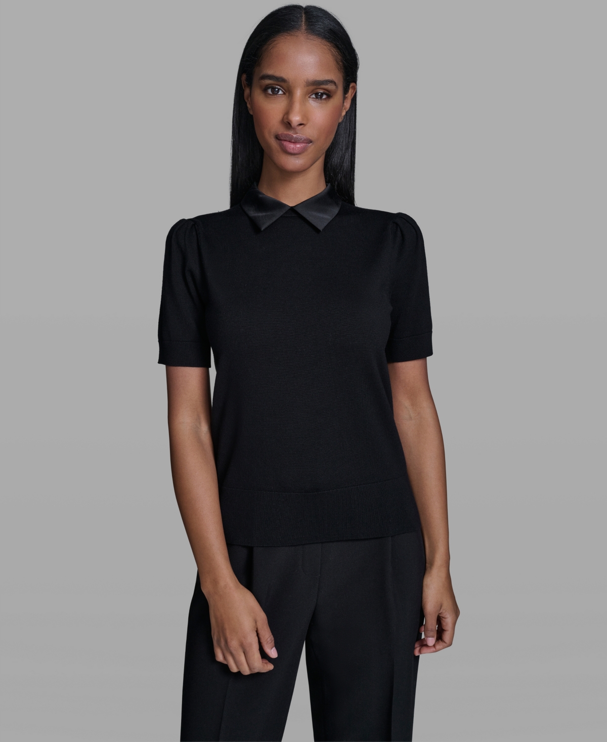 Click here for Karl Lagerfeld Paris Womens Collared Sweater - Bla... prices