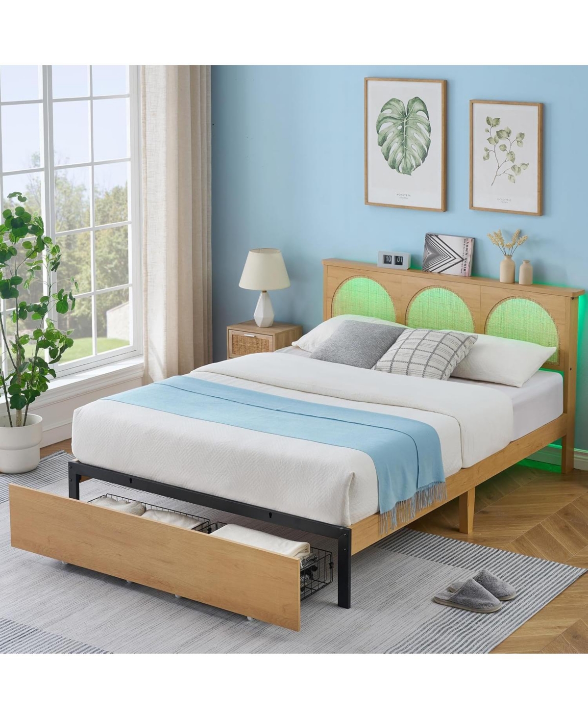 Click here for Gaomon Rattan Bed Frame King with Natural Rattan H... prices