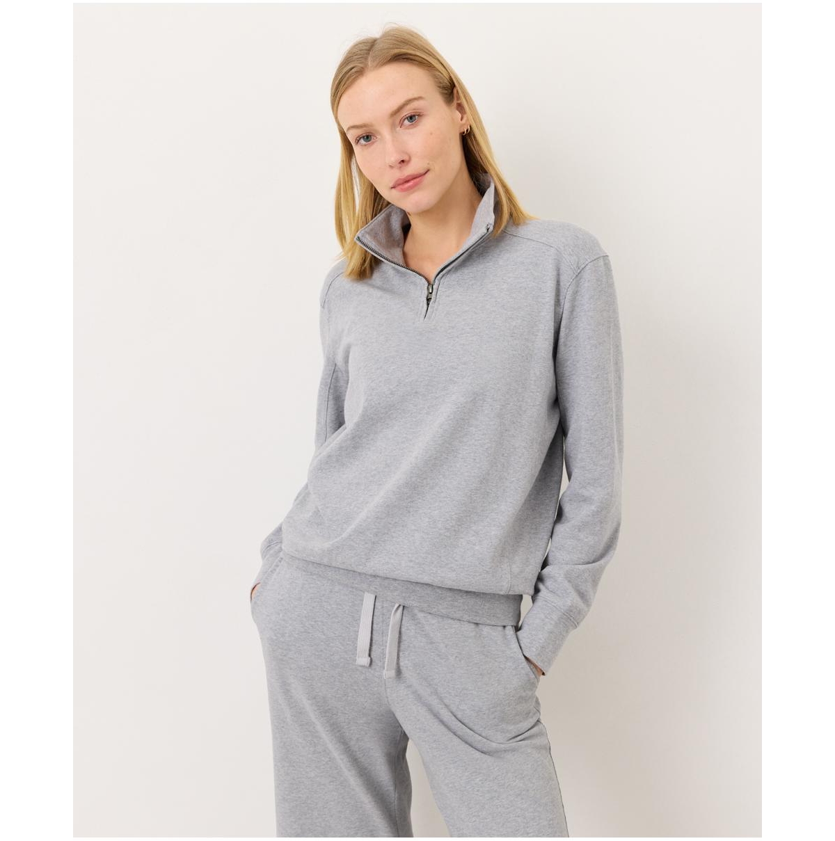 Click here for Pact Womens CloudKnit Half Zip Sweatshirts - Heath... prices