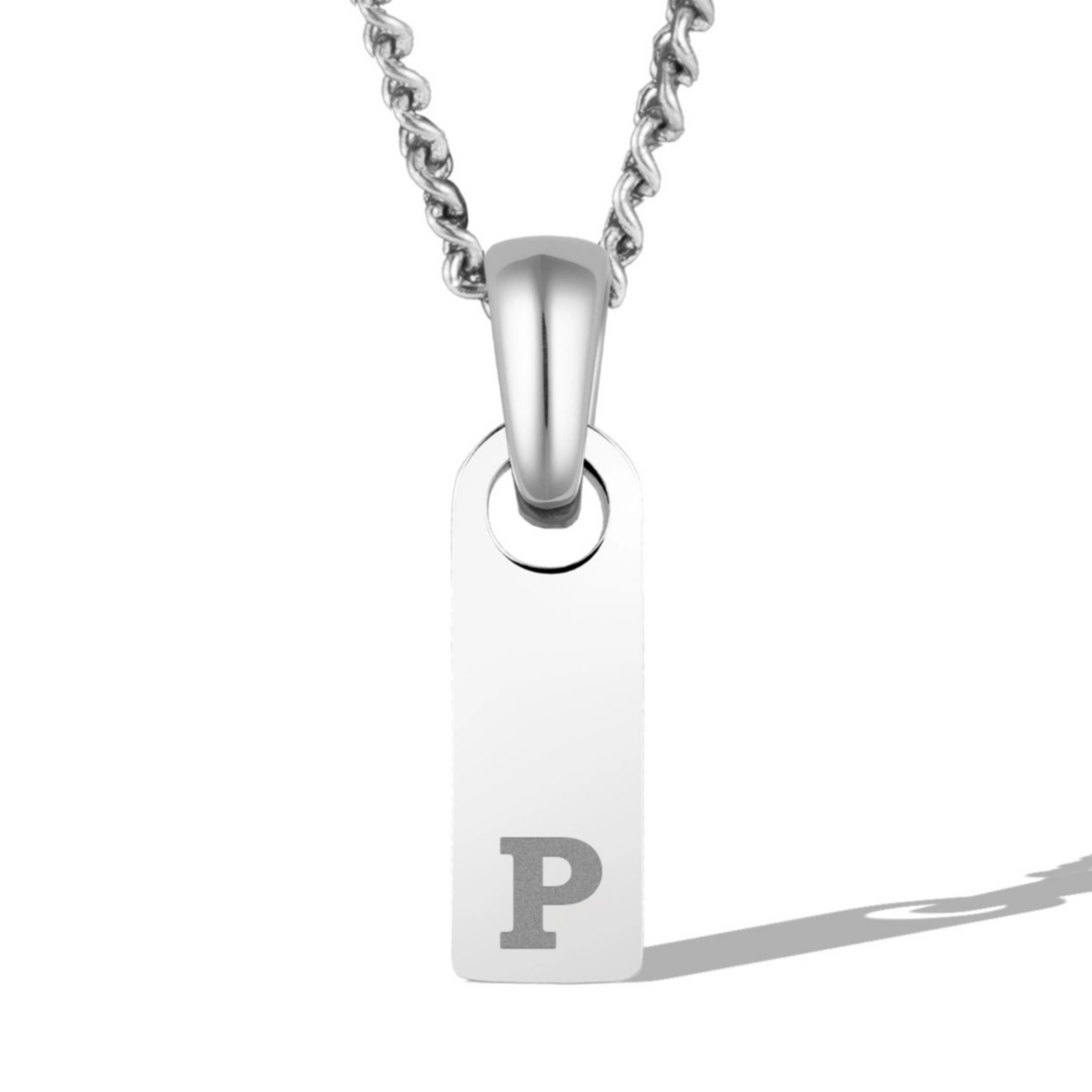 Click here for Vincero Mens Initial Tag Necklace - Silver with Mi... prices
