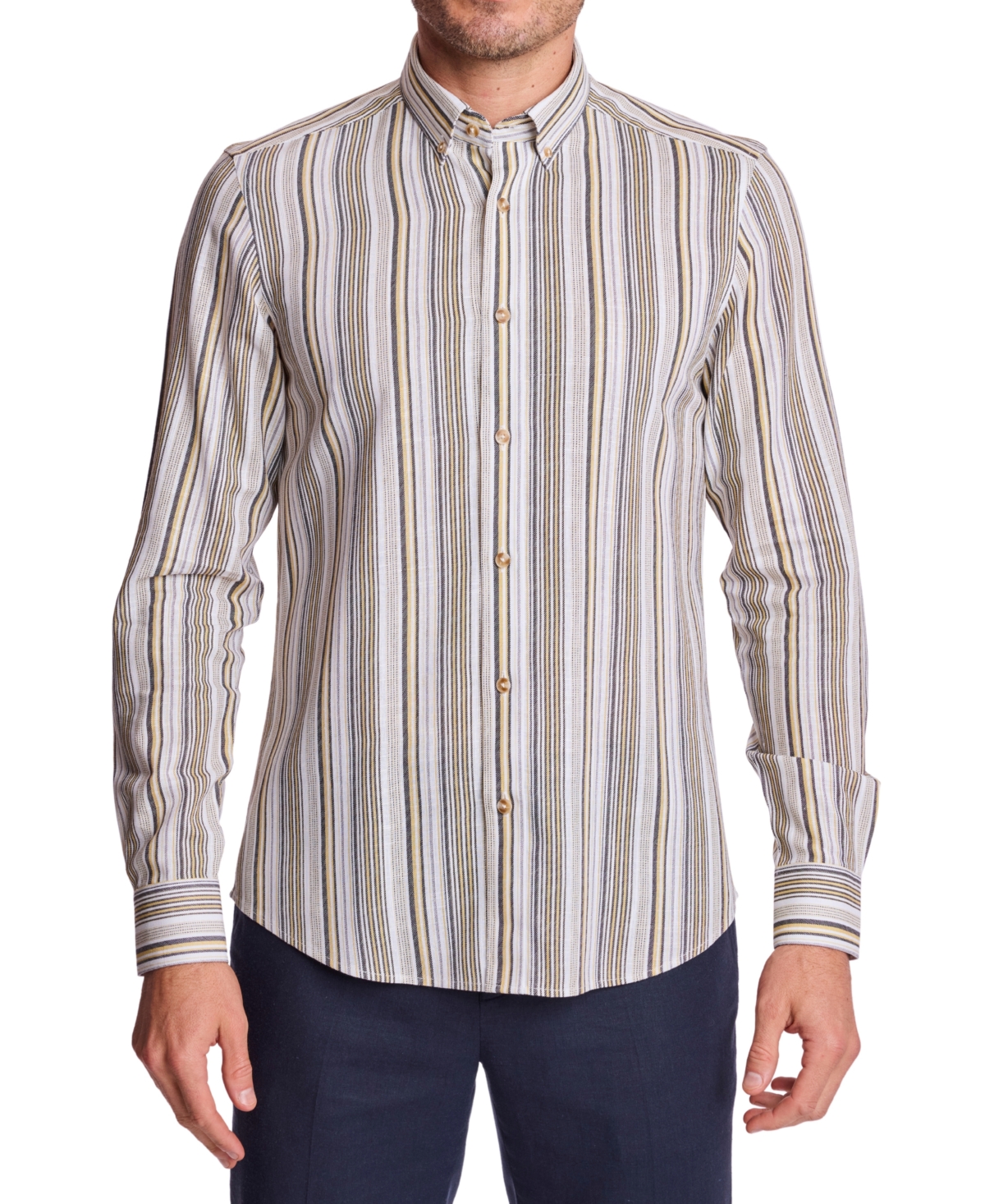 Click here for Paisley & Gray Mens Brian Striped Shirt - Golden a... prices