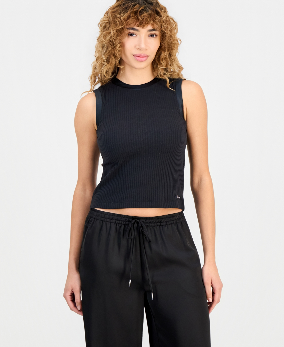 Click here for Guess Womens Charline Sleeveless Ribbed-Knit Top -... prices