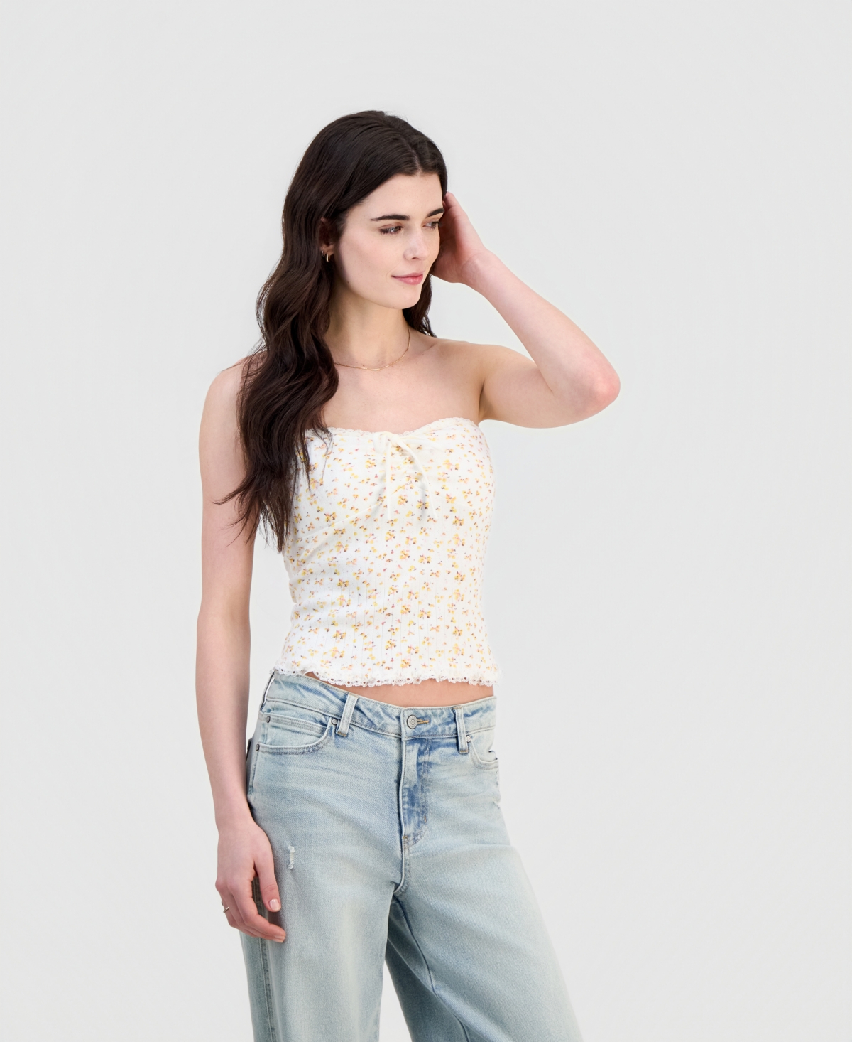 Click here for Just Polly Juniors Ditsy Print Sweetheart-Neck Top... prices