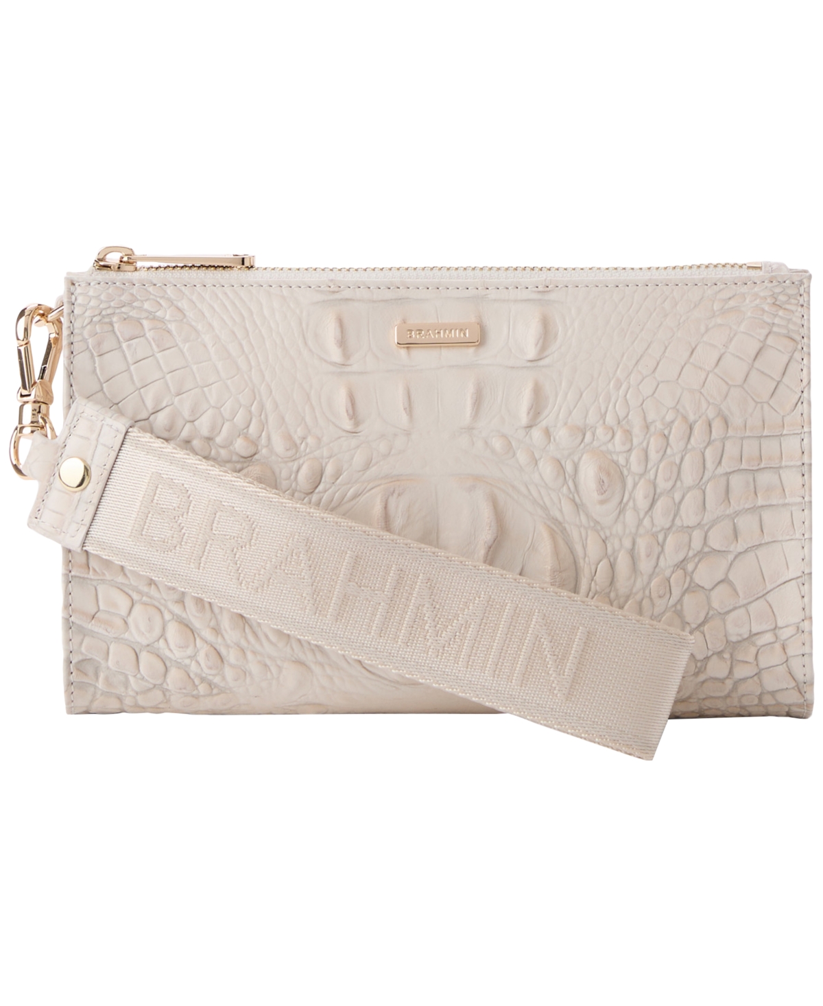Click here for Brahmin Adia Croc-Embossed Zippered Wristlet - Ivo... prices