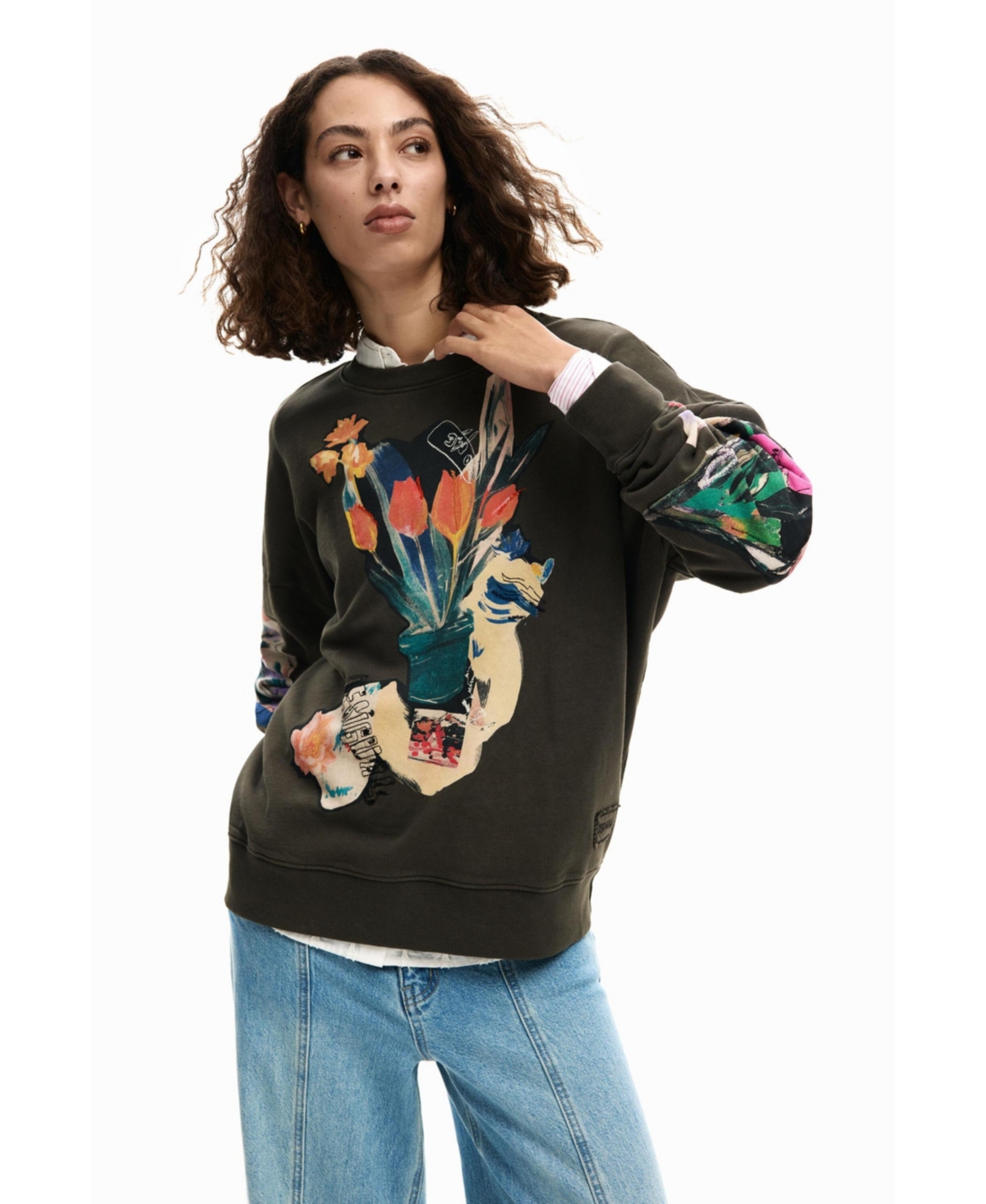 Click here for Desigual Womens Collage drawing sweatshirt - Dark... prices