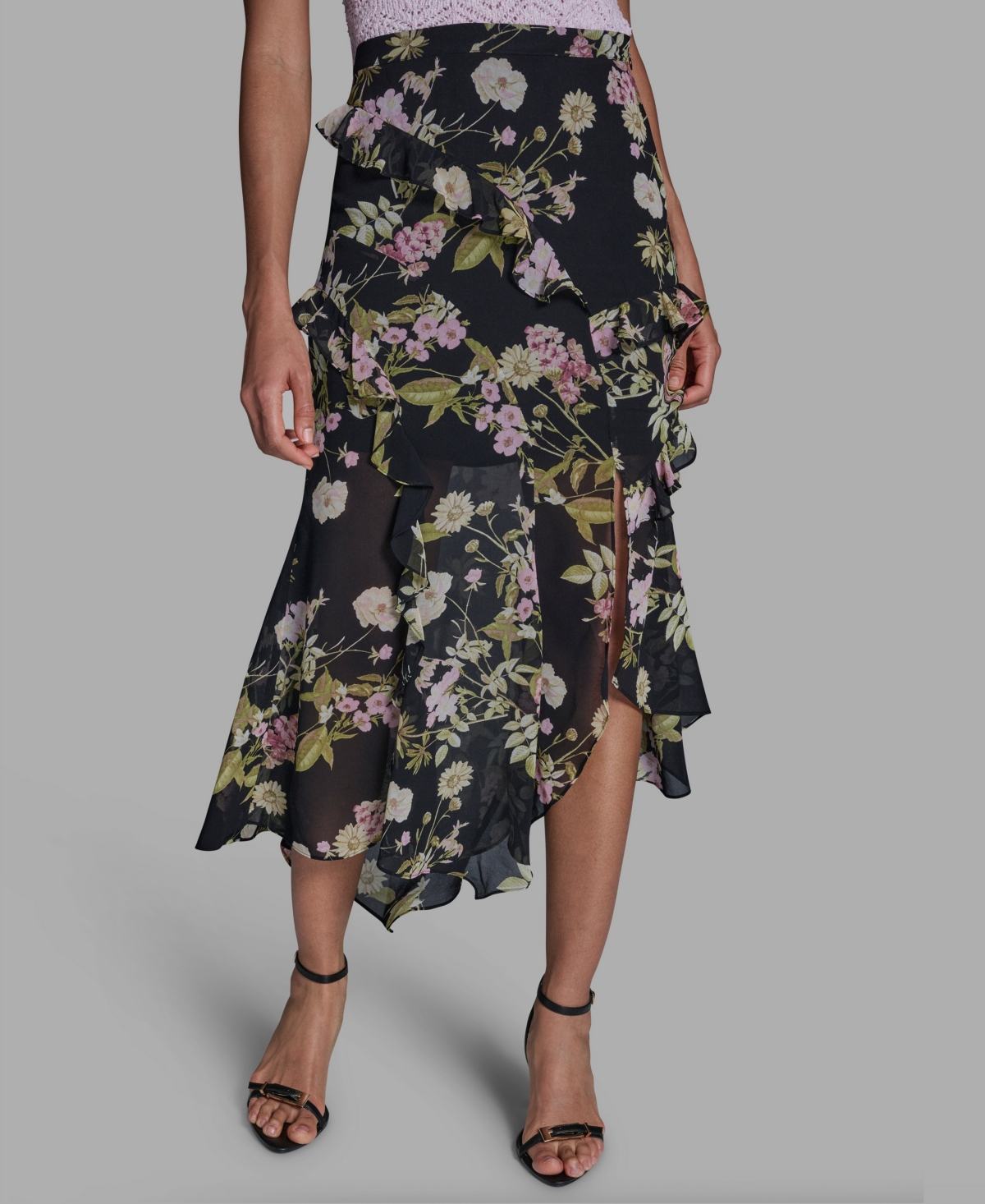 Click here for Bcbg Womens Side Zipper Printed Ruffle Maxi Skirt... prices