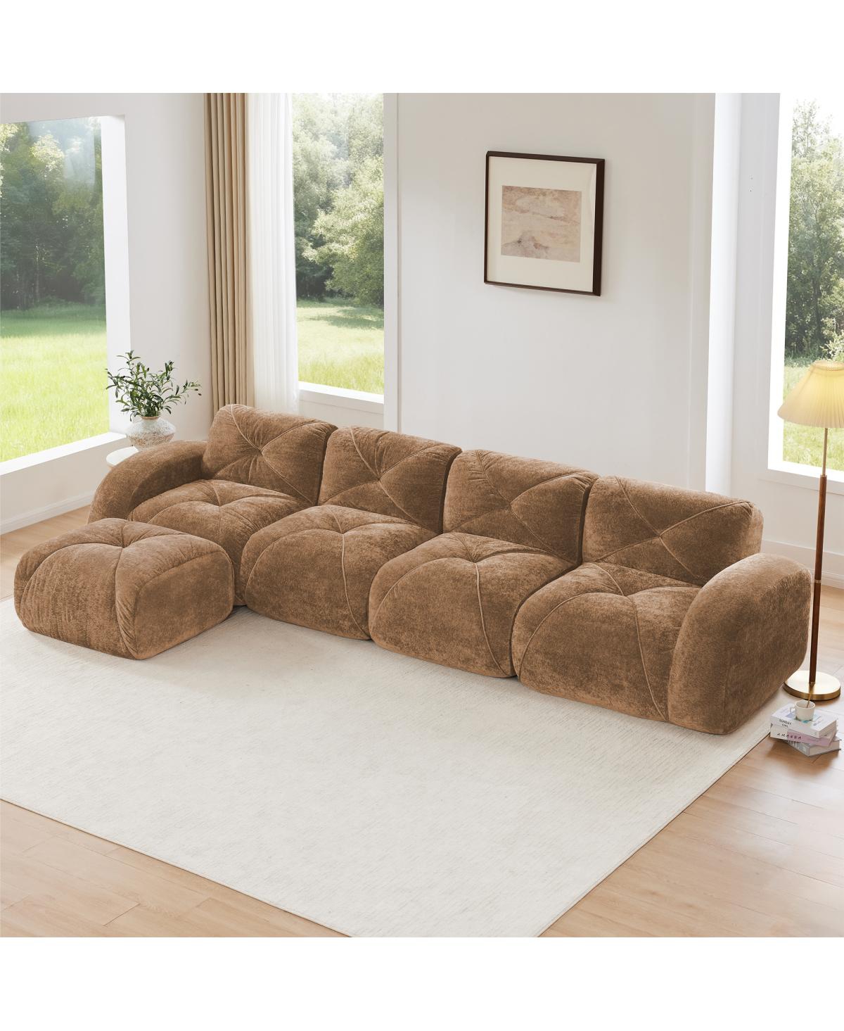 Click here for Streamdale Furniture L-shaped Velvet Tufted Sofa w... prices