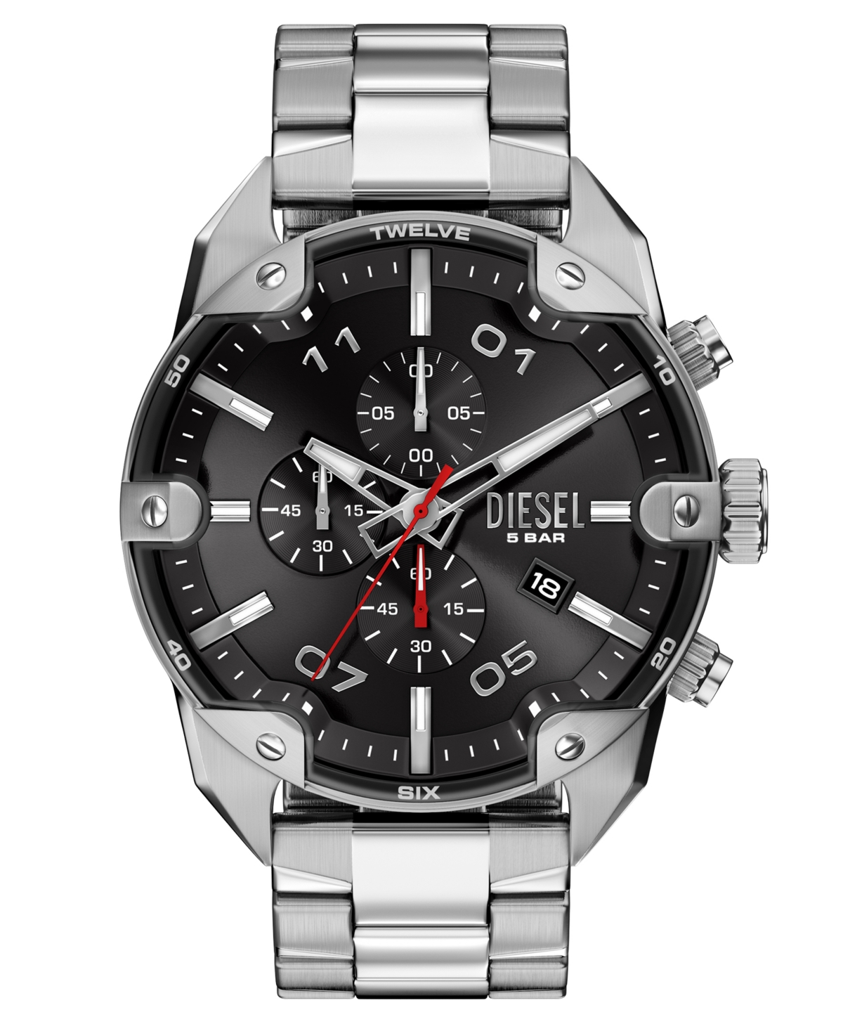 Click here for Diesel Mens Spiked Quartz Chronograph Silver Stain... prices