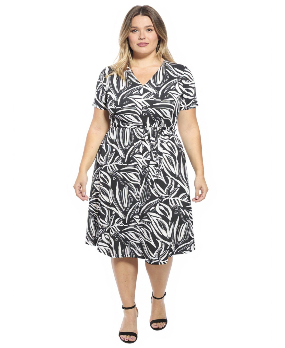 Click here for 24seven Comfort Apparel Plus Size Abstract V-Neck... prices