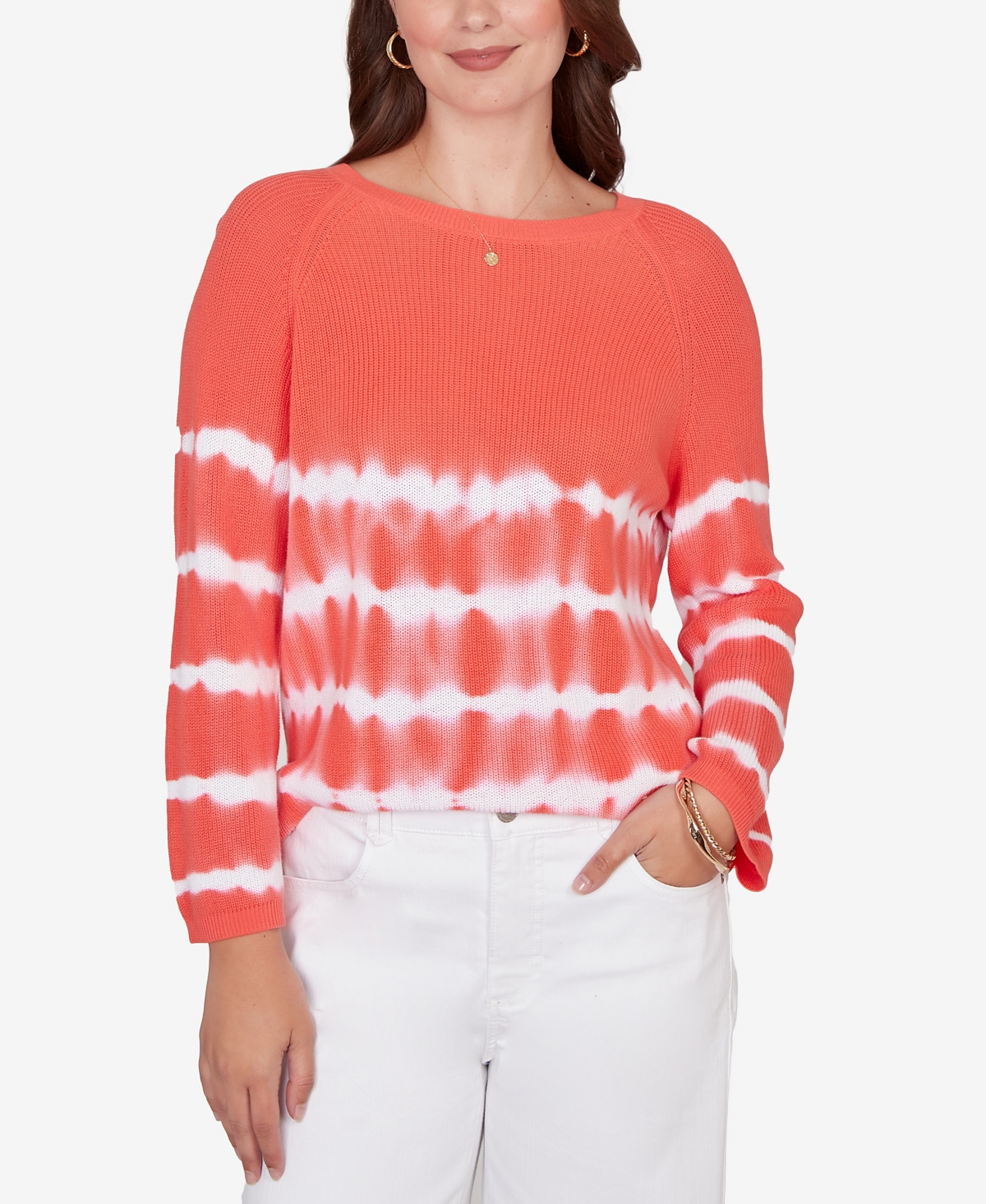 Click here for Ruby Rd. Petite Tie Dye Cotton Raglan Sweater - De... prices