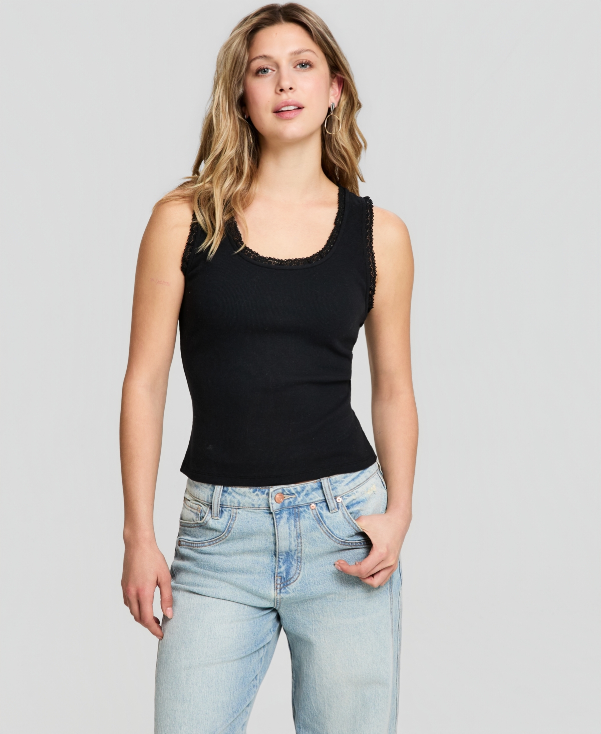 Click here for And Now This Womens Crocheted-Trim Ribbed Tank Top... prices