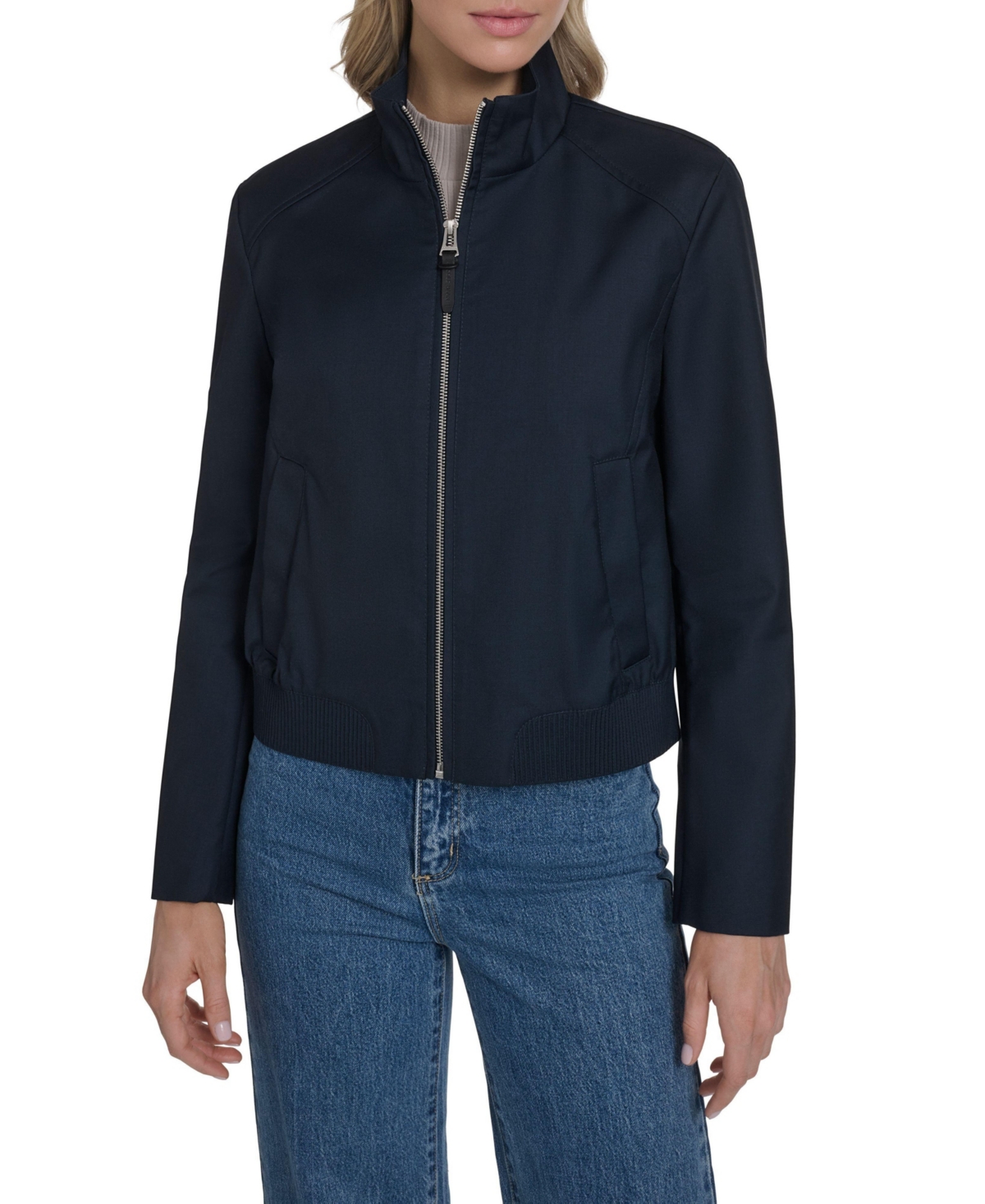 Click here for Cole Haan Womens Pinstripe Rain Bomber Jacket - Na... prices