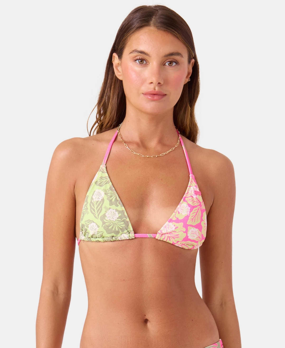 Click here for Roxy Womens Stay Wild Tiki Tringle Top - Pink Comb... prices