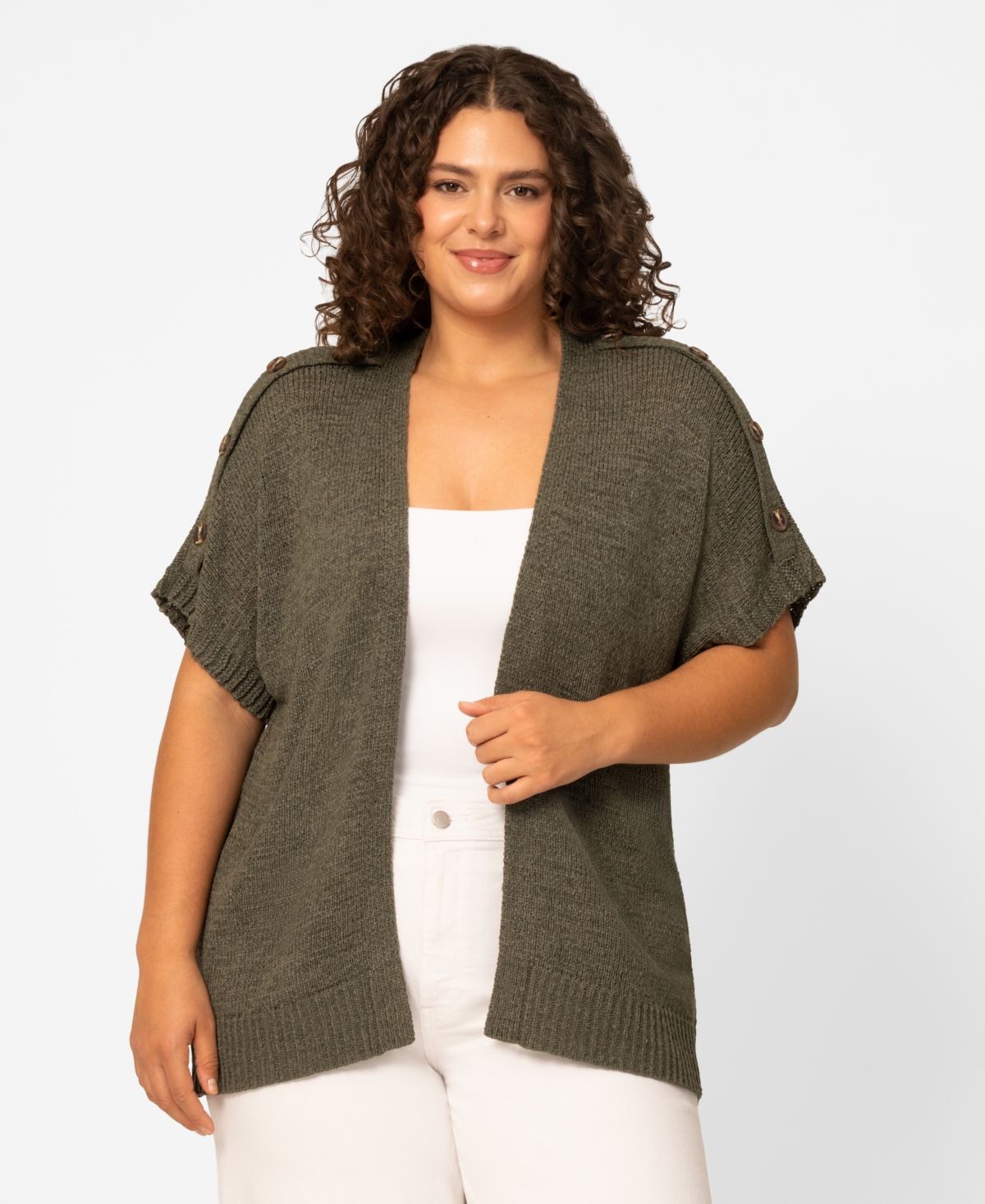 Click here for Melissa Paige Plus Size Button Shoulder Flyaway Op... prices