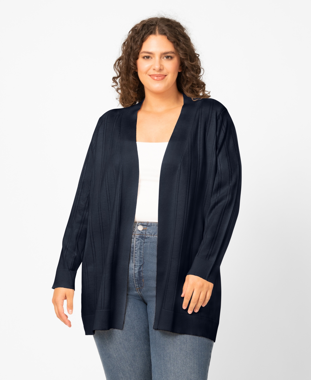 Click here for Melissa Paige Plus Size Open-Front Cardigan Sweate... prices