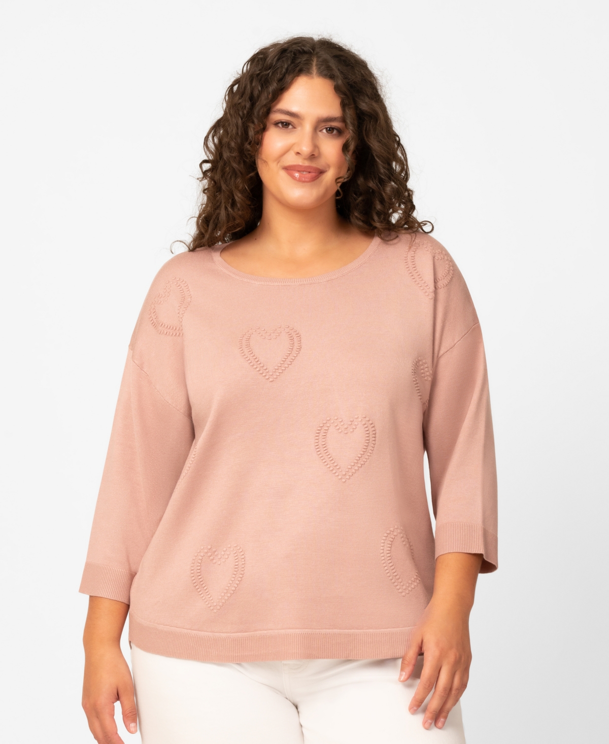 Click here for Melissa Paige Plus Size Heart Textured Sweater  Ma... prices