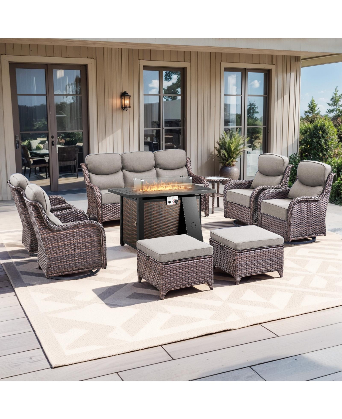 Click here for Gymojoy Crescent Brown Wicker Fire Pit Conversatio... prices