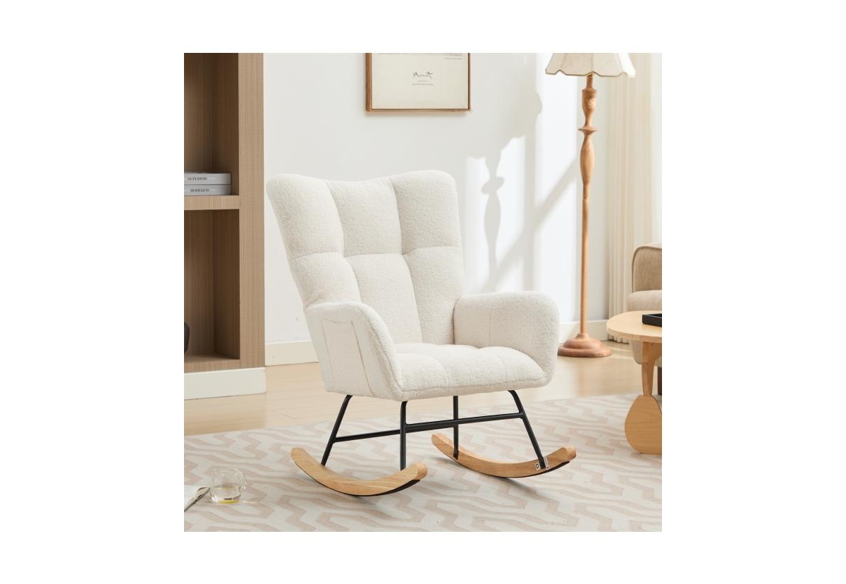 Click here for Flynama Modern White Teddy Upholstered Nursery Roc... prices