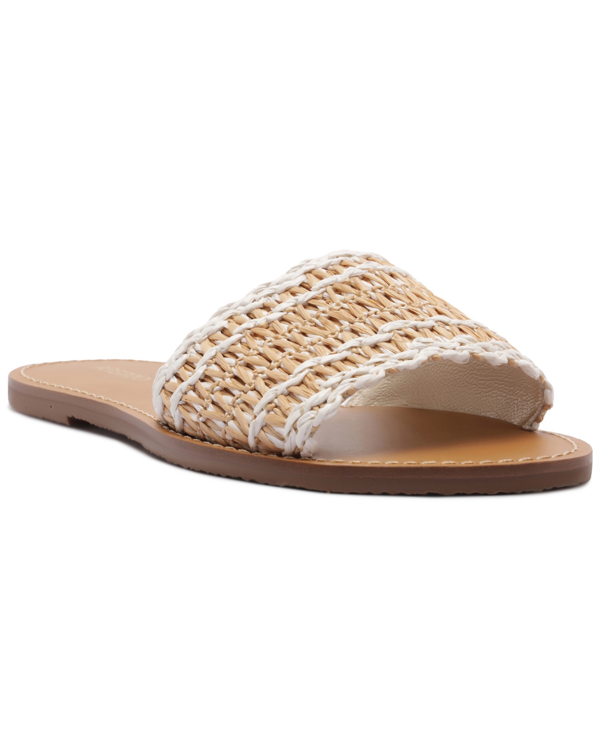 Click here for Arezzo Womens Liz Round Toe Flat Sandals - Natural... prices