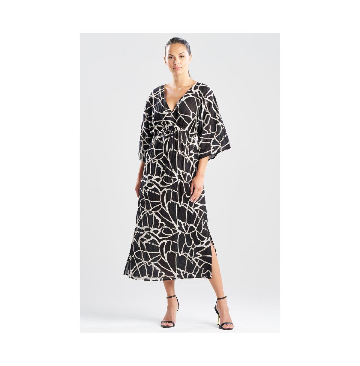 Click here for Natori Womens Butterfly Embroidery Caftan - Black prices