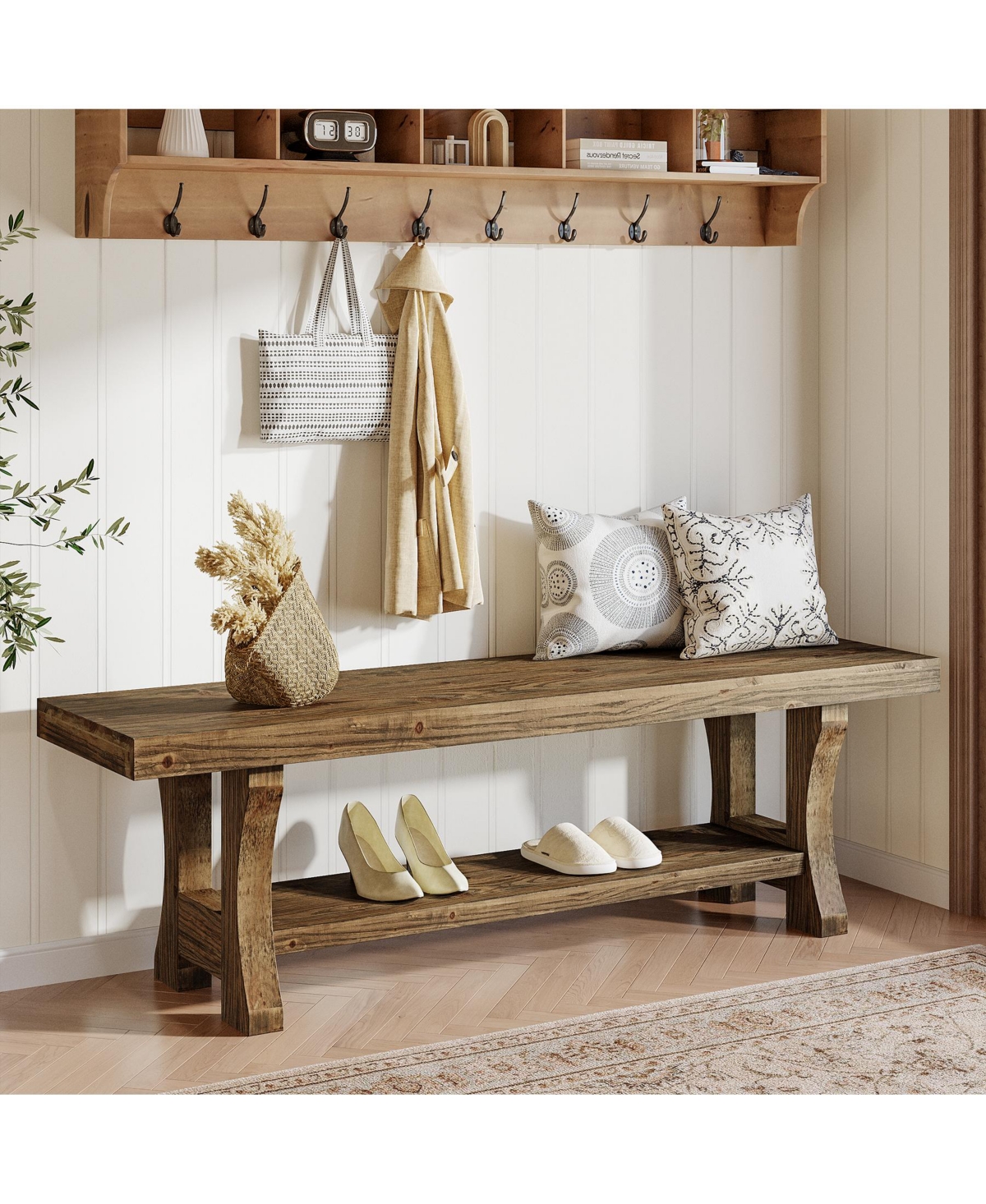 Click here for "Tribesigns 55 Solid Wood Entryway Bench for... prices