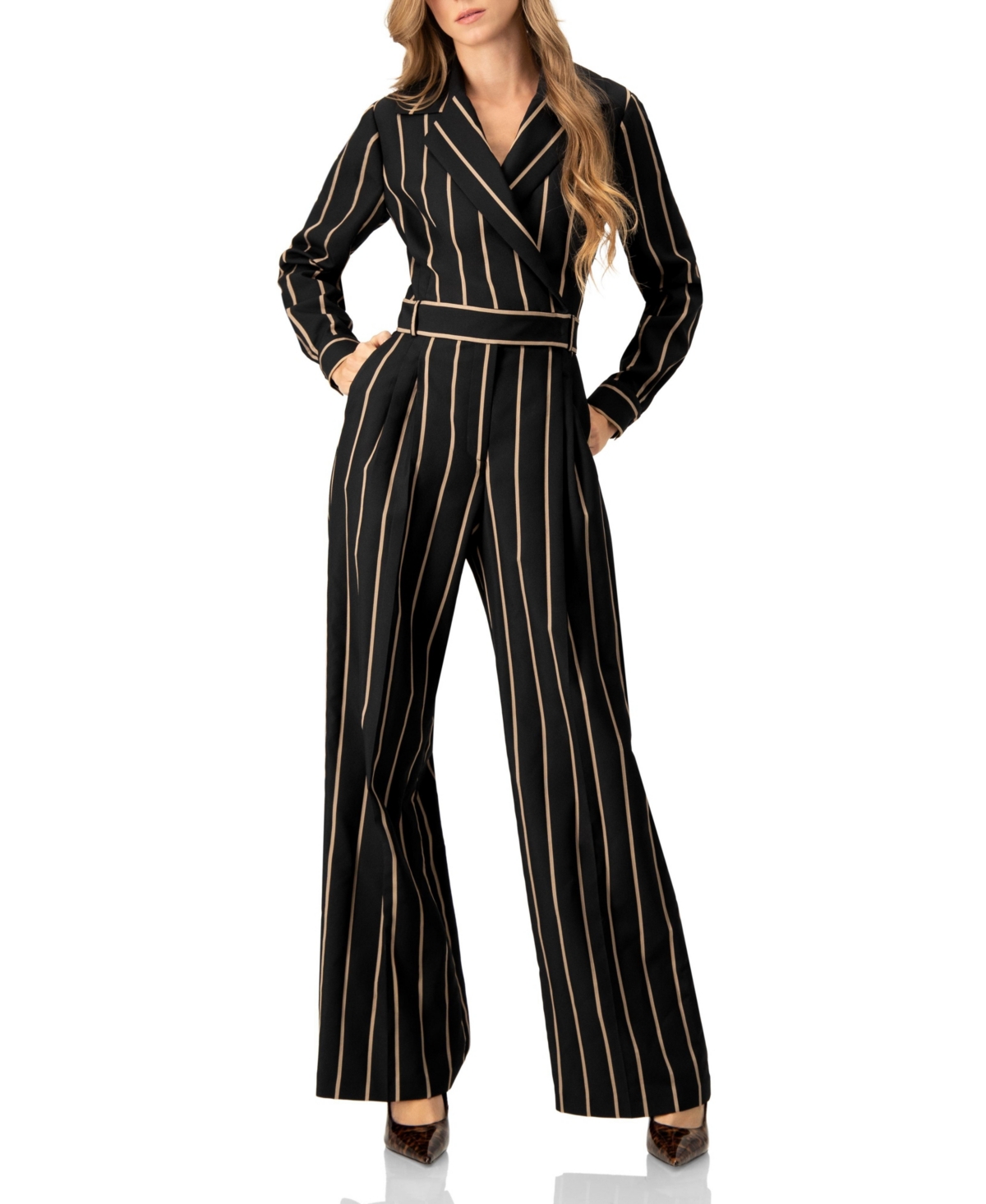 Click here for Ivonne Womens Striped Jumpsuit with Side Pockets -... prices