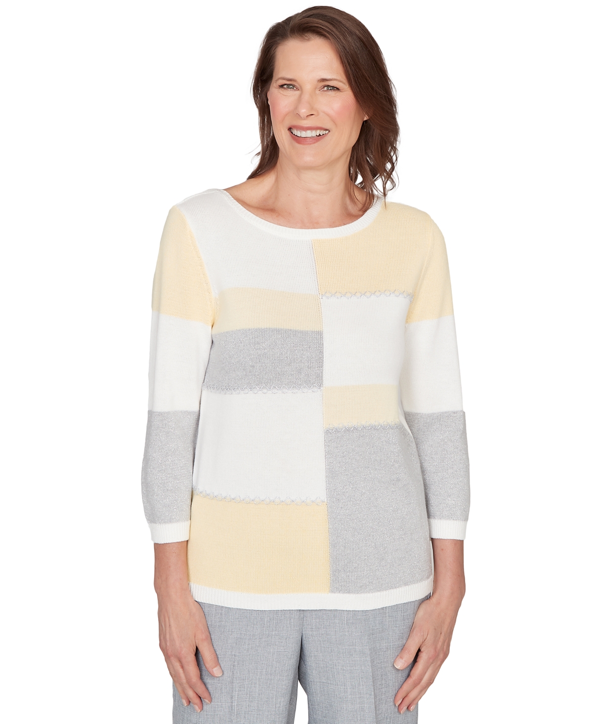 Click here for Alfred Dunner Petite Ribbed Jewel Neck Sweater - W... prices