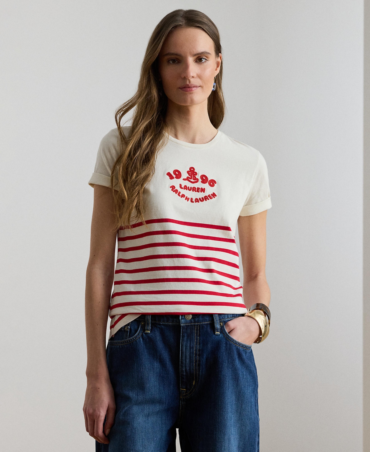 Click here for Lauren Ralph Lauren Petite Katlin Striped Embroide... prices