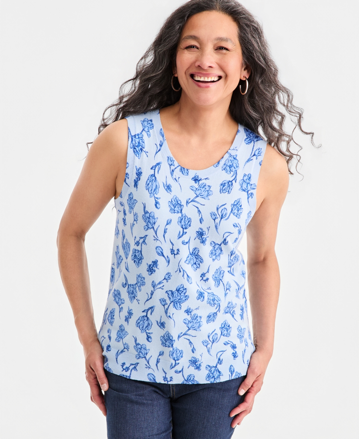 Click here for Style & Co Womens Printed Sleeveless Sweater Tank... prices