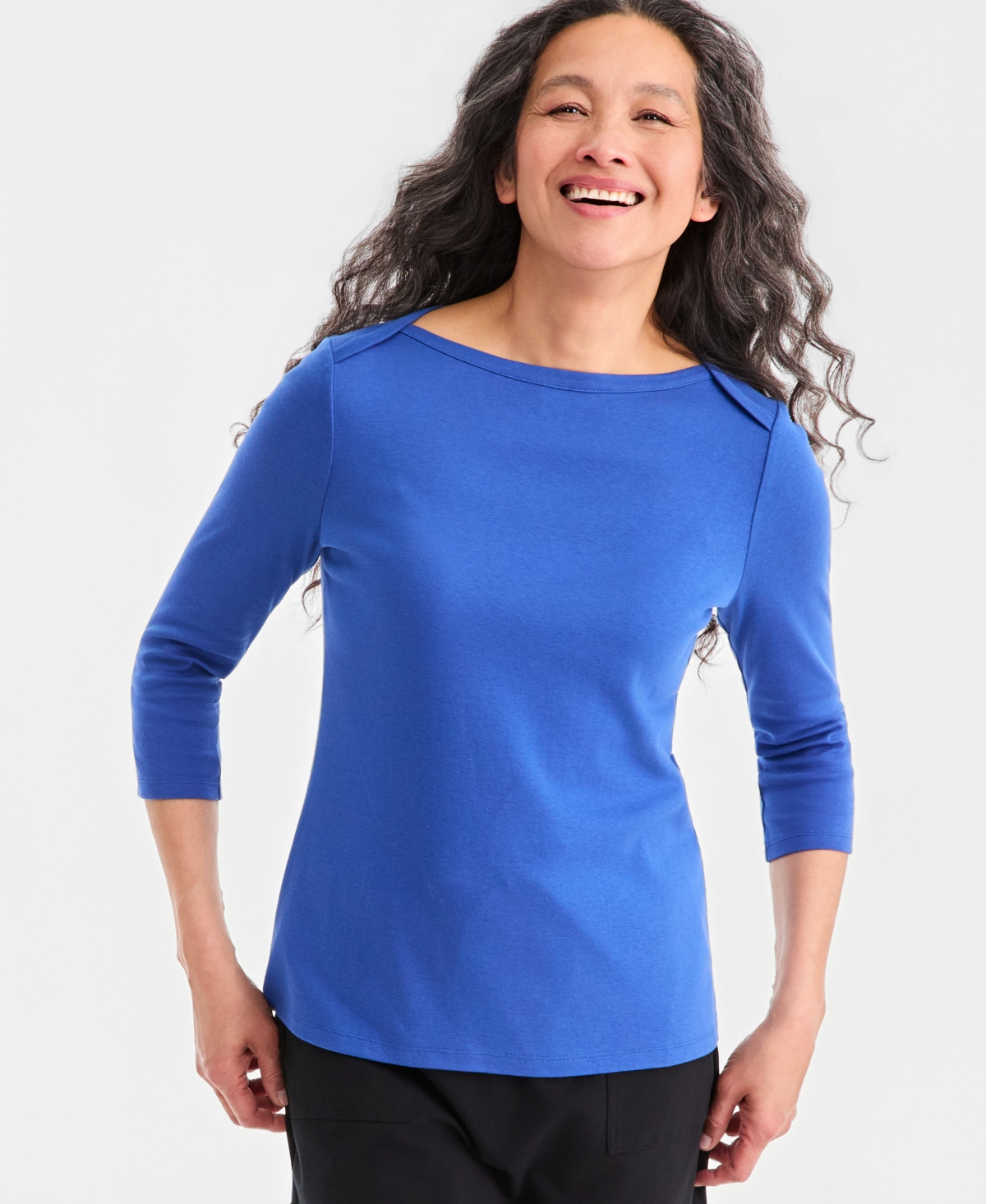 Click here for Style & Co Womens Pima Cotton 3/4-Sleeve Boat-Neck... prices