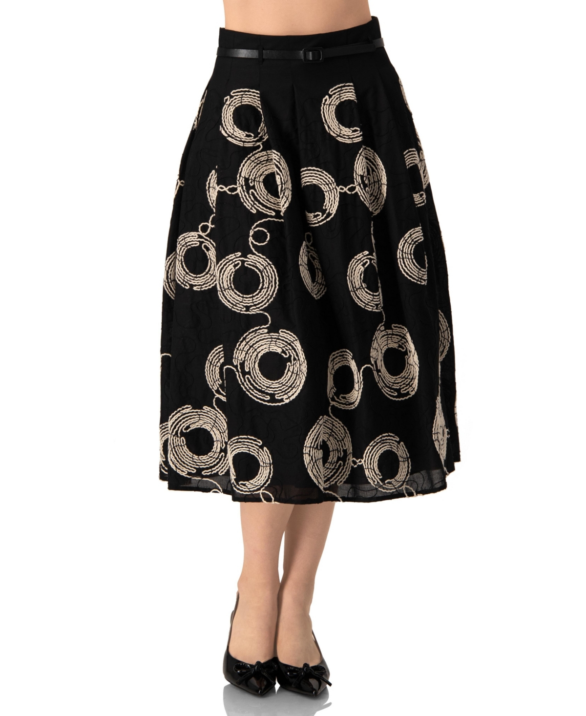 Click here for Ivonne Womens Embroidered Midi Skirt with Belt - B... prices