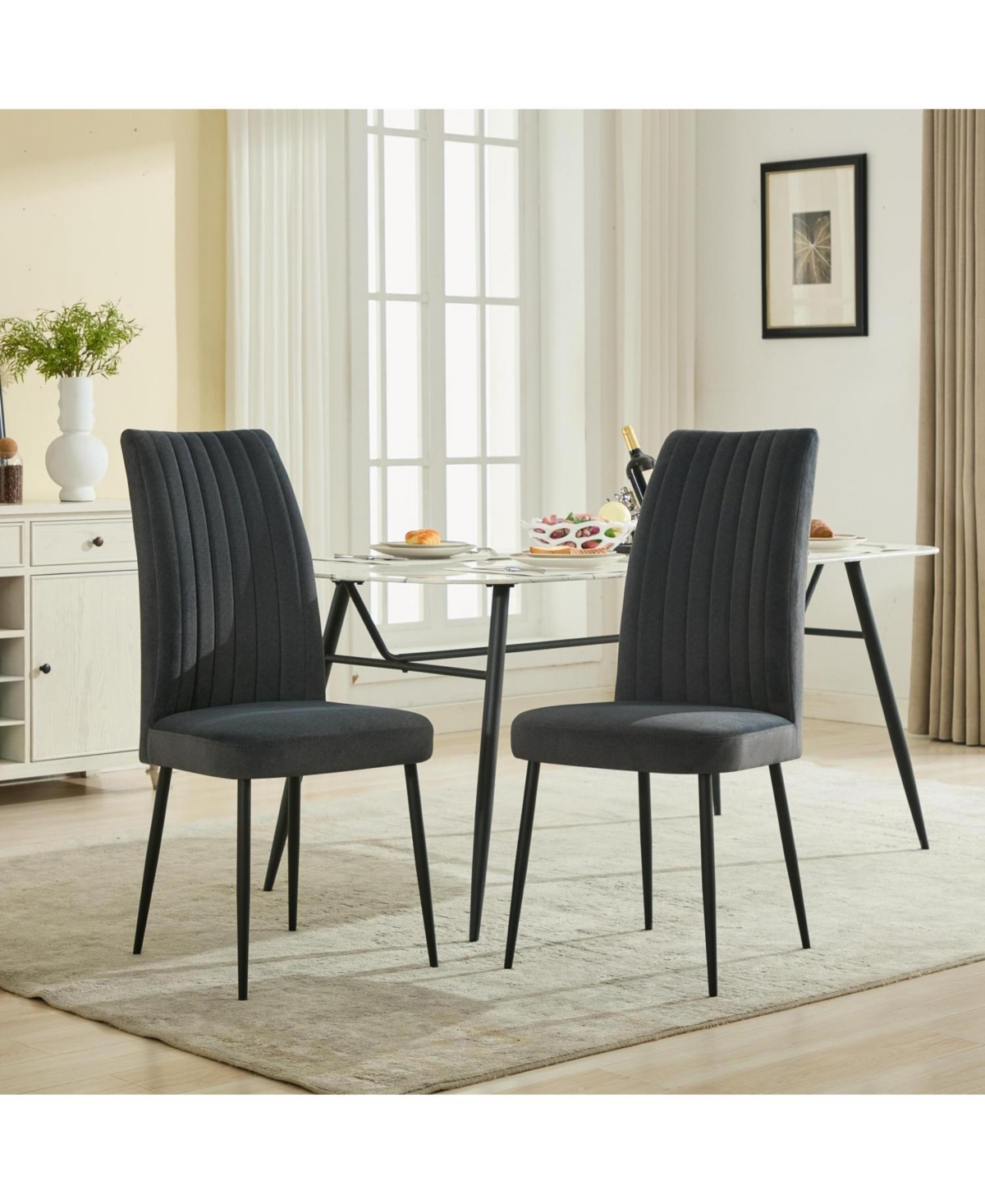 Click here for Streamdale Furniture Dark Grey Velvet Dining Chair... prices
