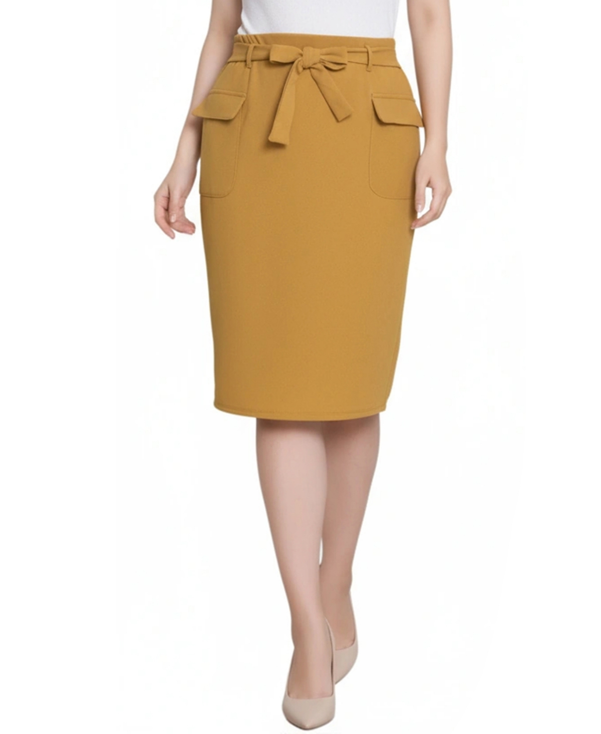 Click here for Ny Collection Petite Slim Belted Scuba Crepe Skirt... prices
