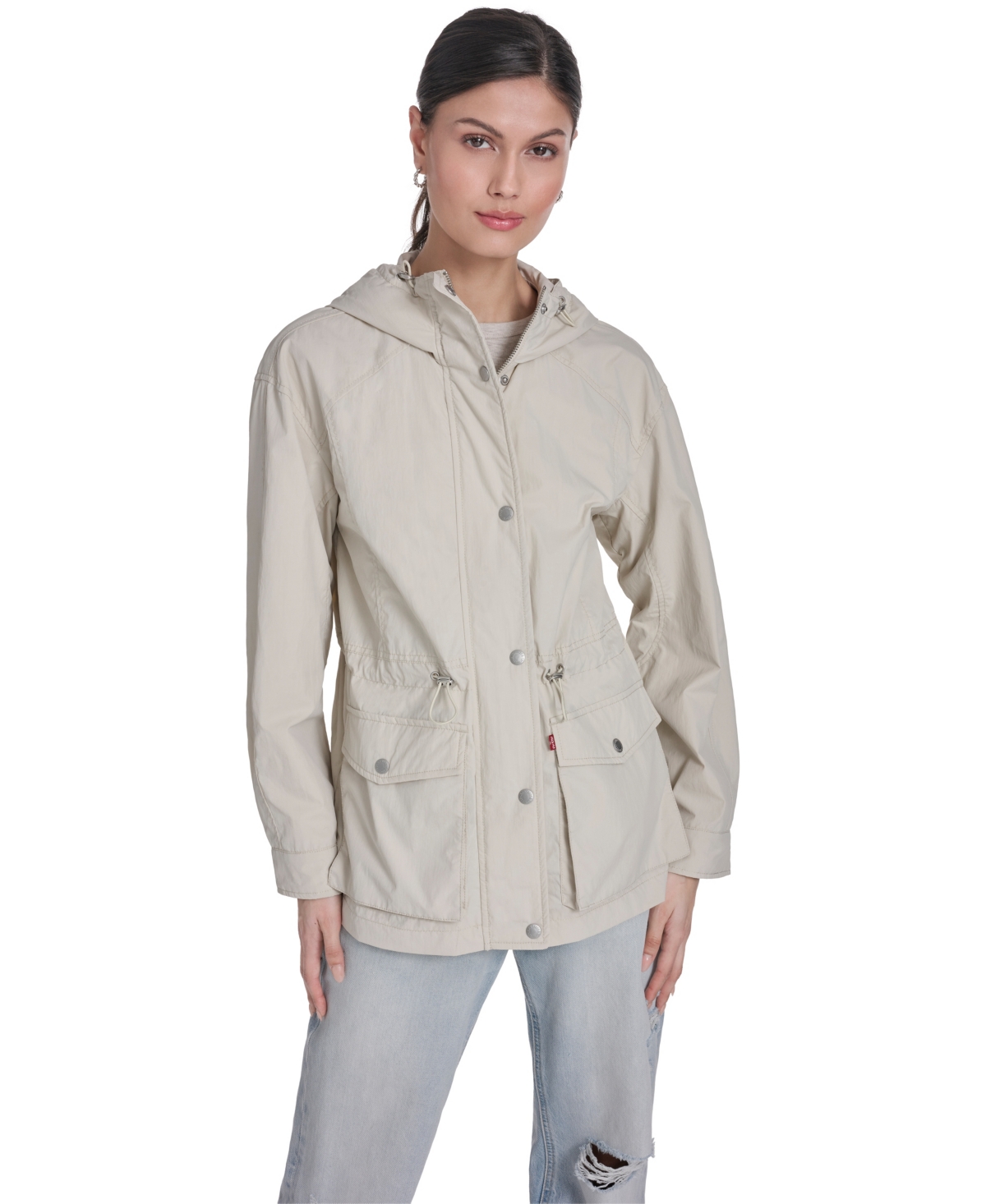 Click here for Levis Womens Cinch-Waist Hooded Rain Anorak Jacket... prices