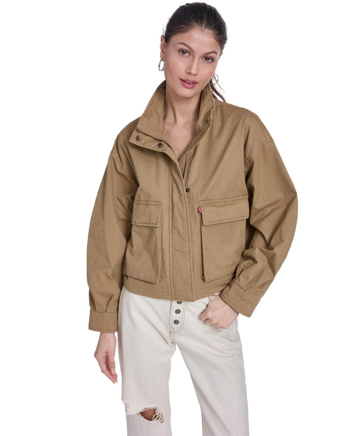 Click here for Levis Womens Stand Collar Zipper Jacket - Camel prices