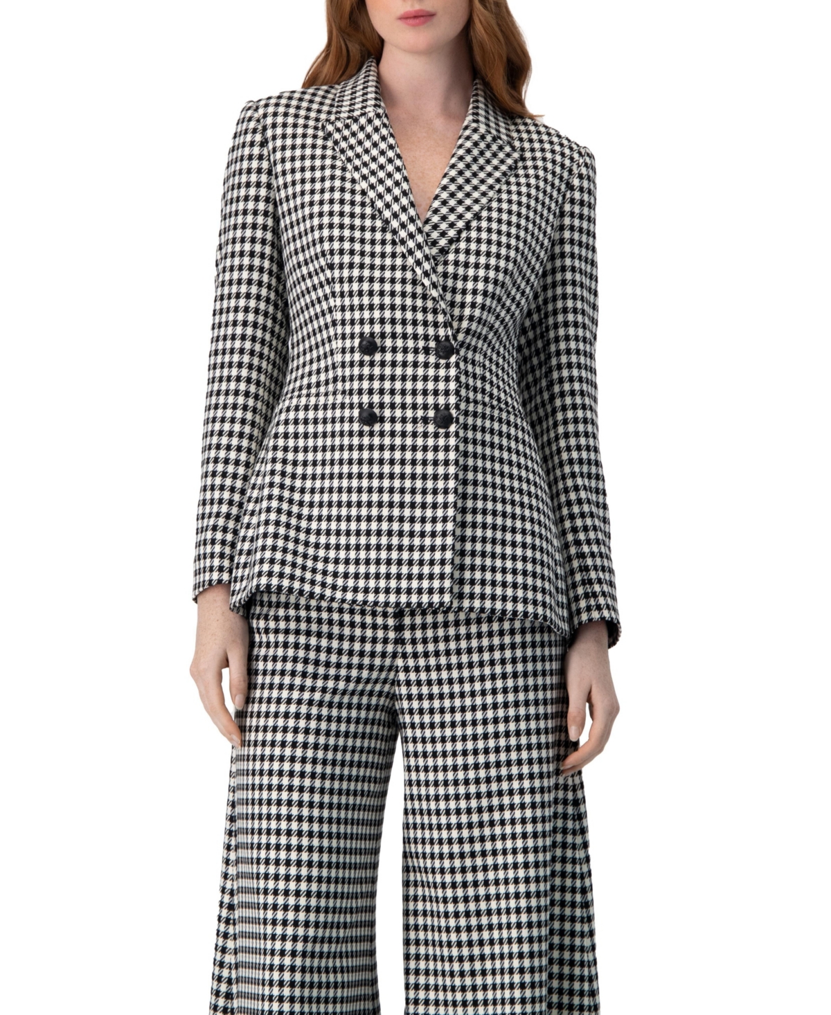 Click here for Ivonne Womens Double-Breasted Houndstooth Blazer -... prices
