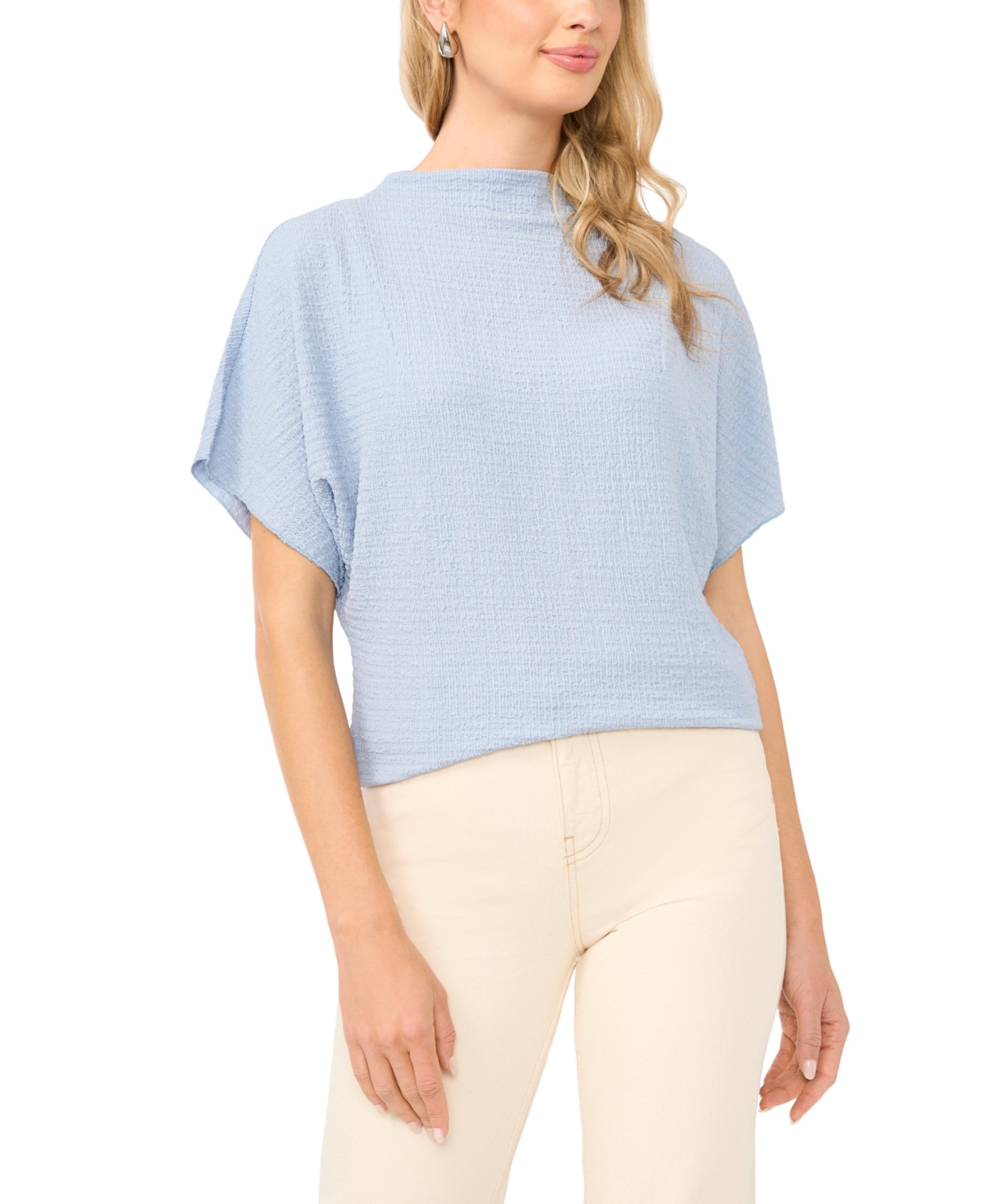 Click here for Vince Camuto Womens Textured High Neck Wide Sleeve... prices