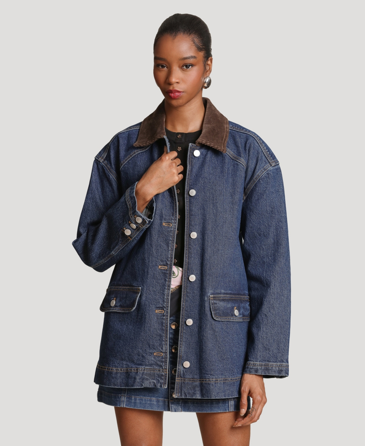 Click here for Avec Les Filles Womens Relaxed Barn Jacket - Raw I... prices