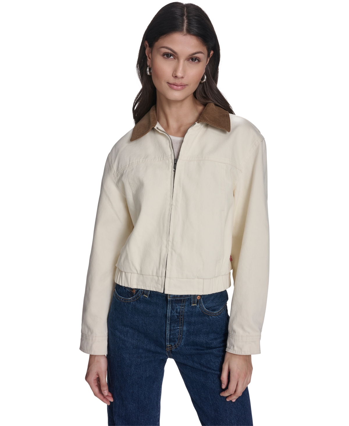 Click here for Levis Womens Zip-Front Laydown Collar Coat - Ecru prices