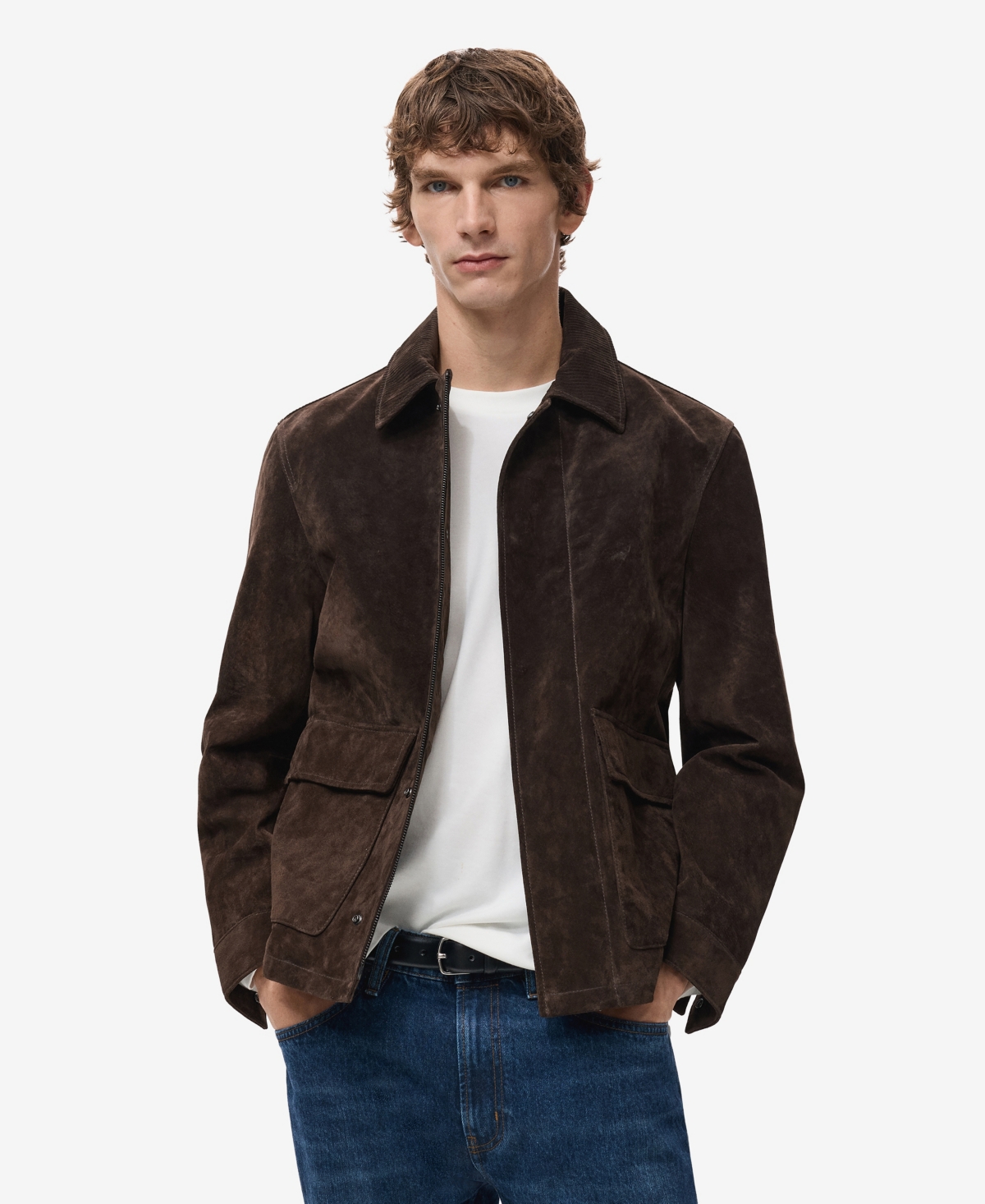 Click here for Mango Mens Suede Leather Jacket - Chocolate prices