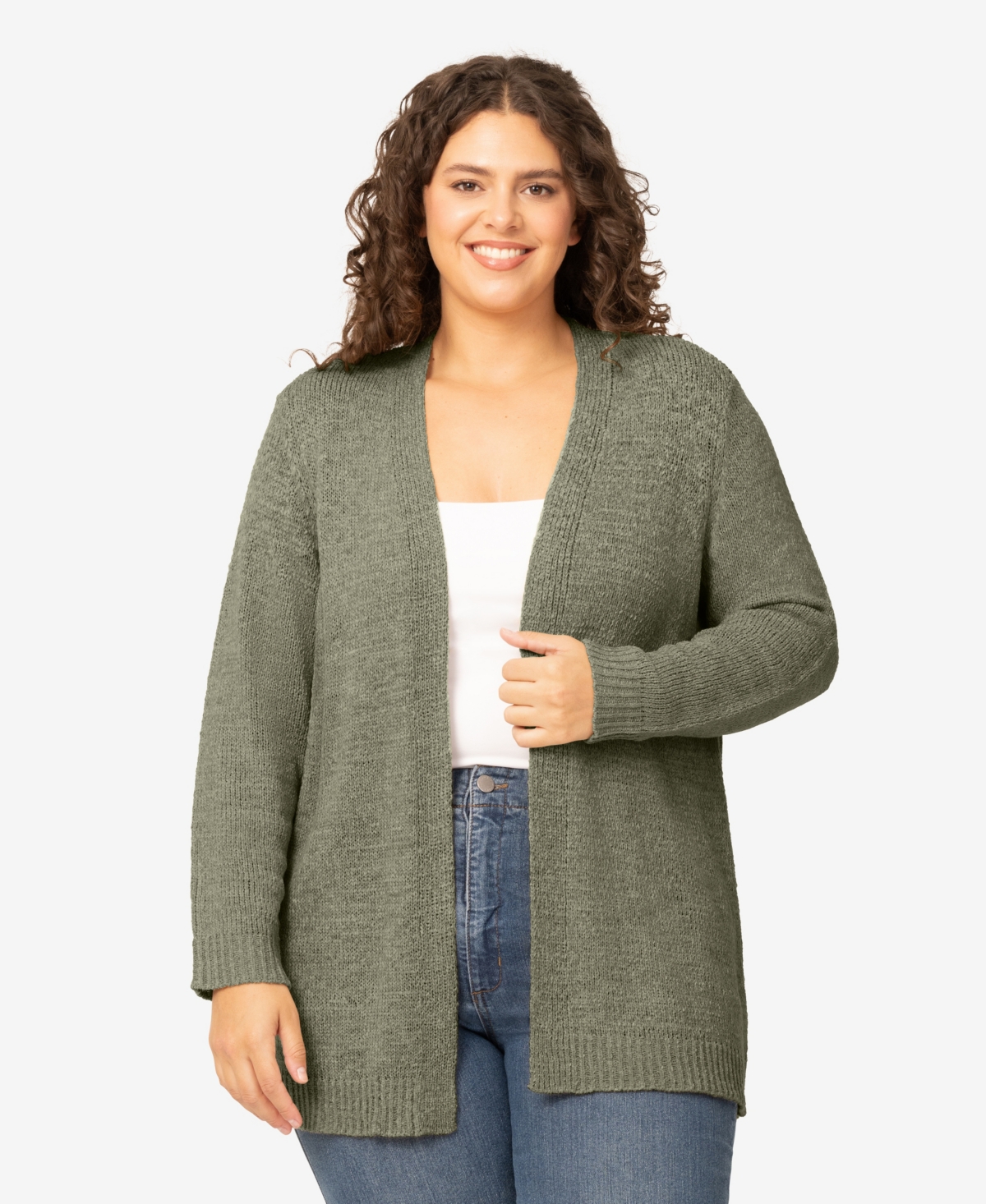 Click here for Melissa Paige Plus Size Jersey Stitch Long Open Fr... prices