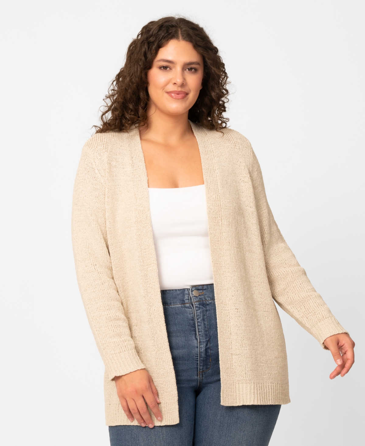 Click here for Melissa Paige Plus Size Jersey Stitch Long Open Fr... prices