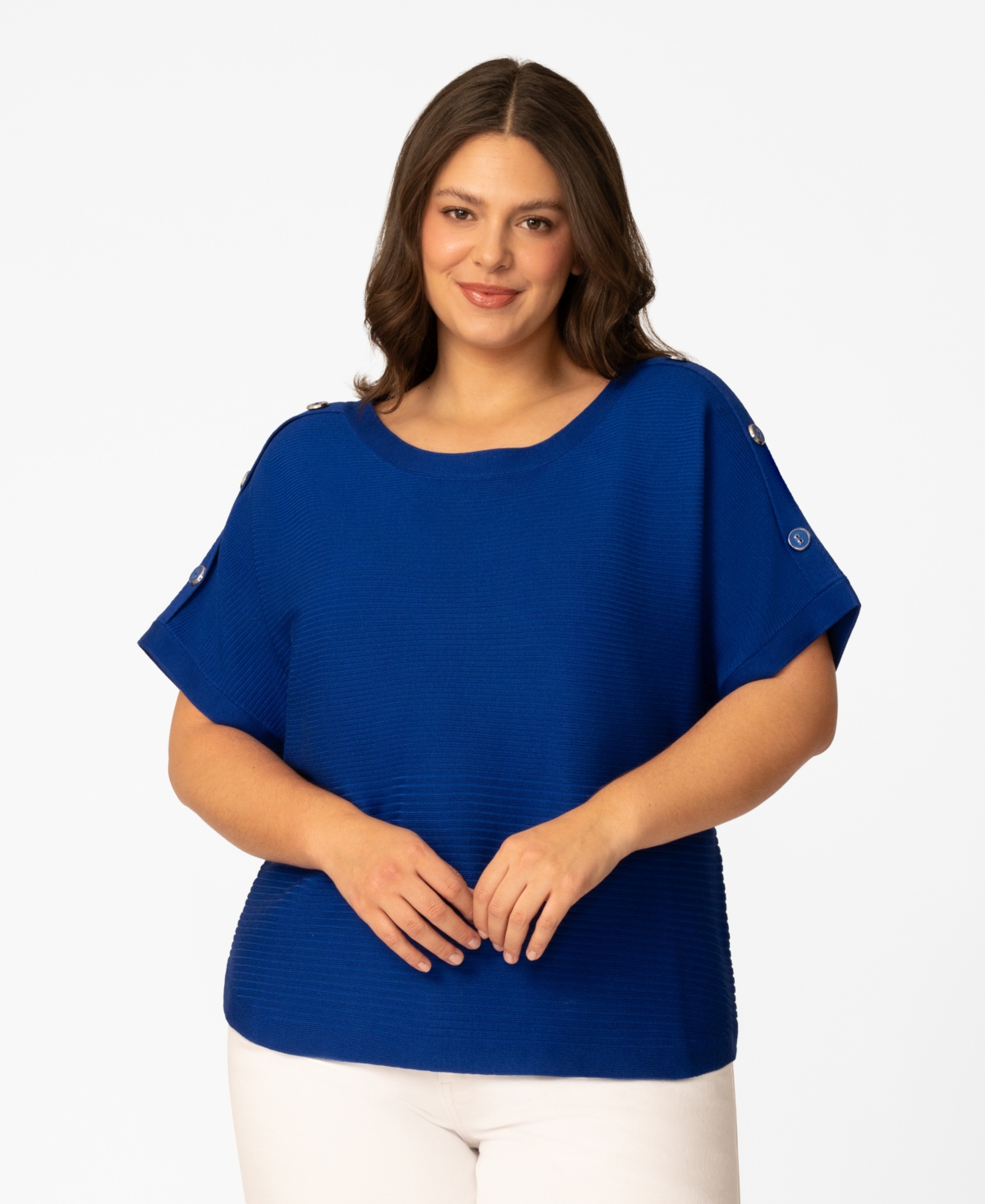 Click here for Melissa Paige Plus Size Vertical Rib Button Short-... prices