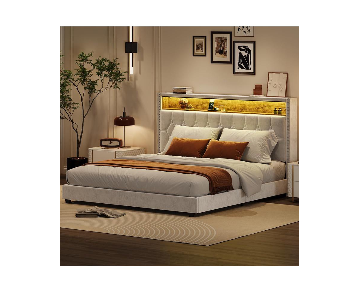 Click here for Gaomon Full Velvet Upholstered Bed Frame with Stor... prices