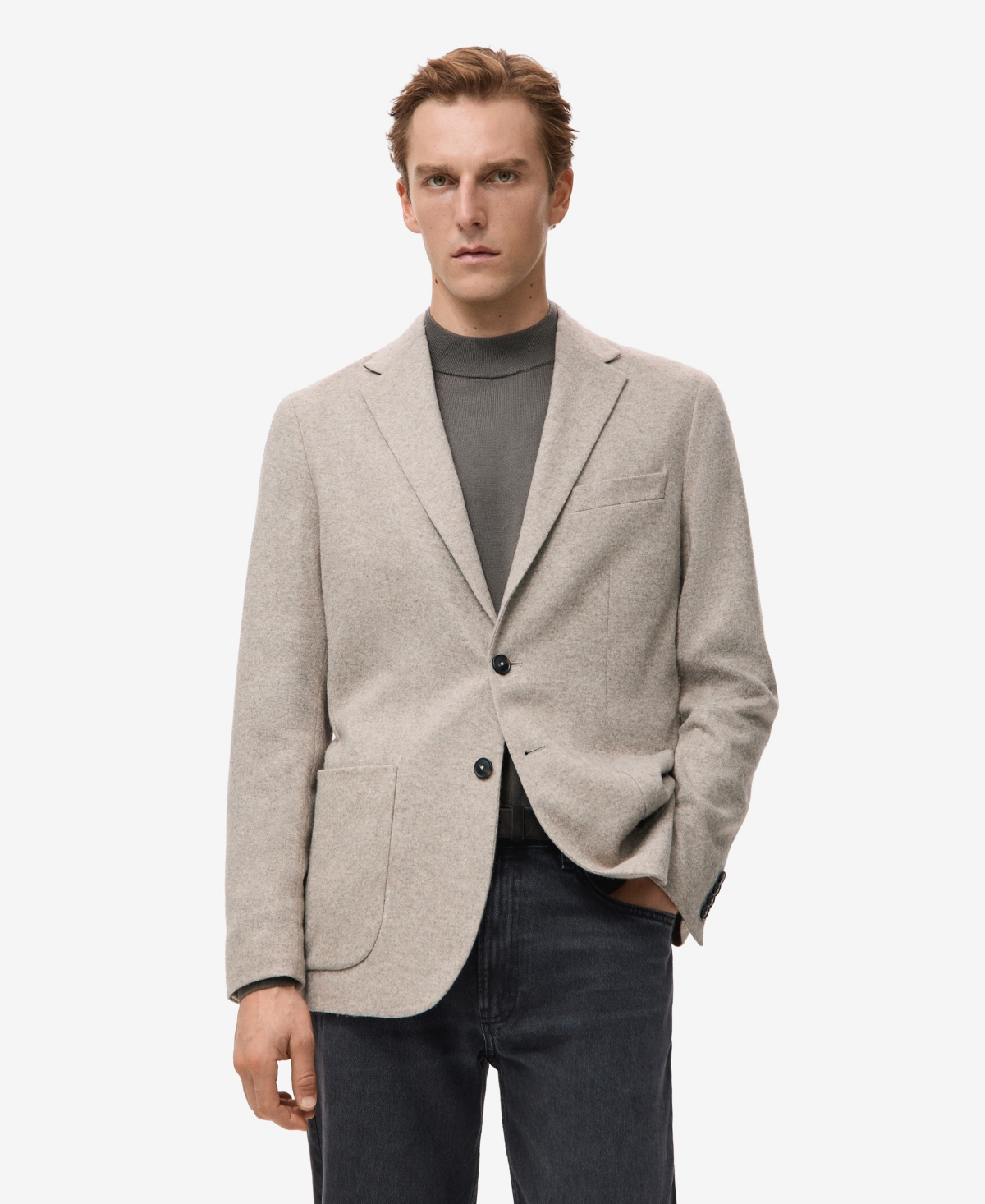 Click here for Mango Mens Slim Fit Flecked Wool Blazer - Beige prices