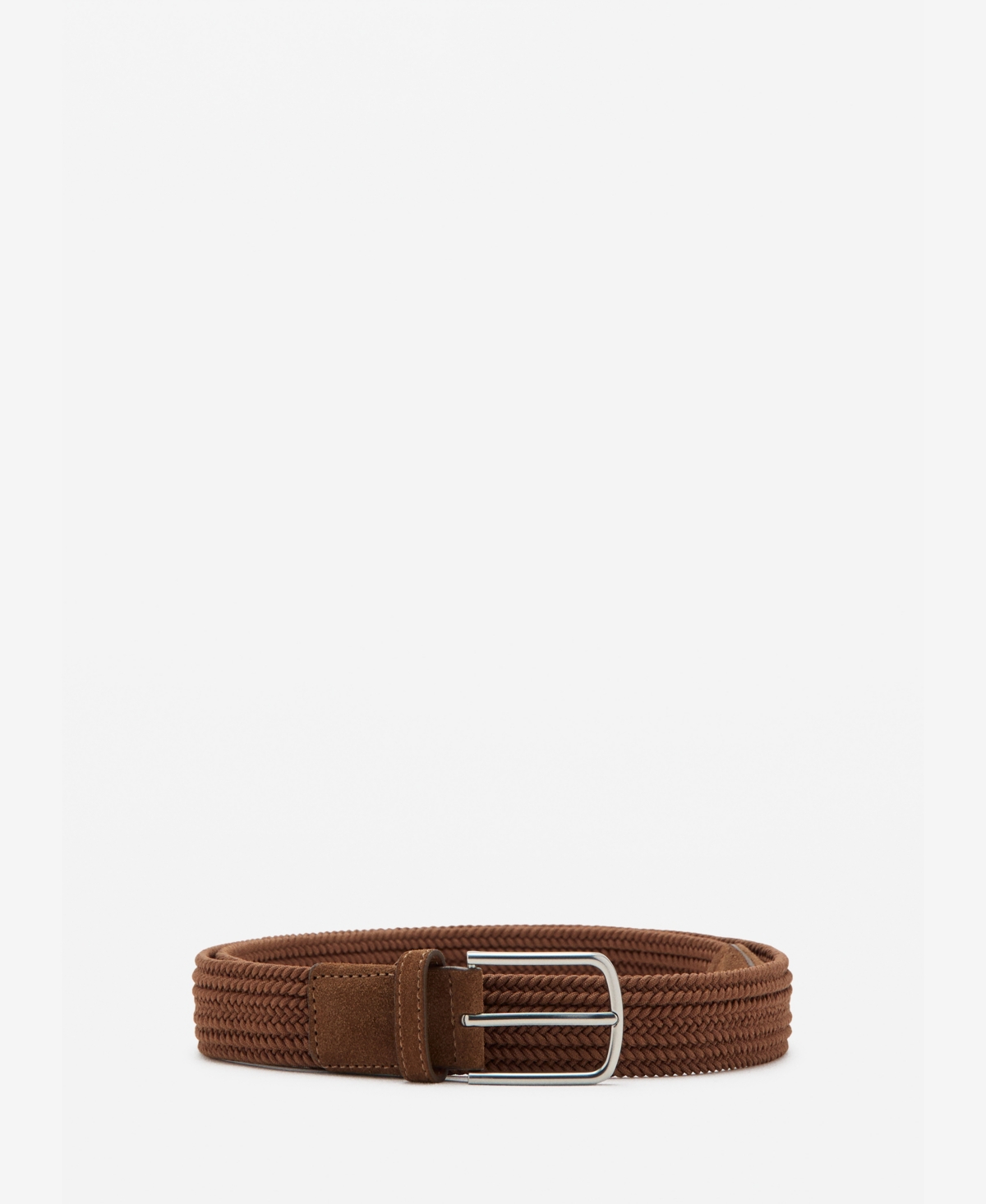 Click here for Mango Mens Braided Elastic Belt - Medium Brown prices