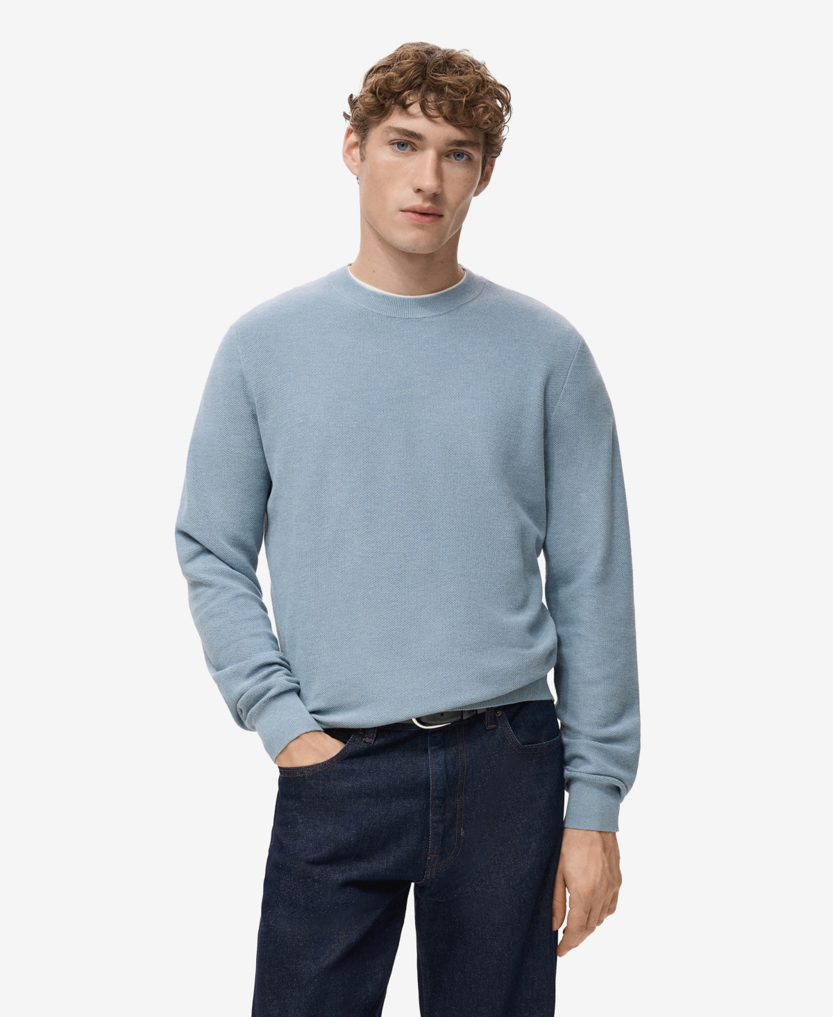 Click here for Mango Mens Microstructured Cotton Knitted Sweater... prices