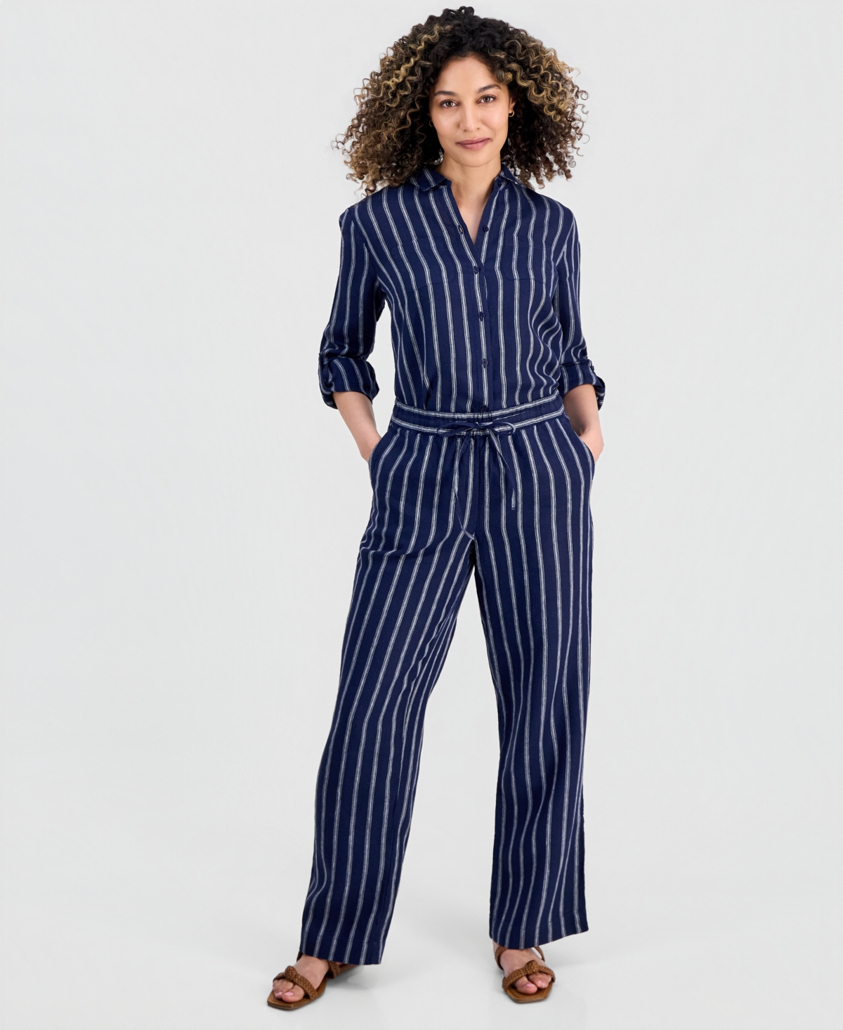 Click here for Charter Club Petite 100 Linen Drawstring Pants  Cr... prices