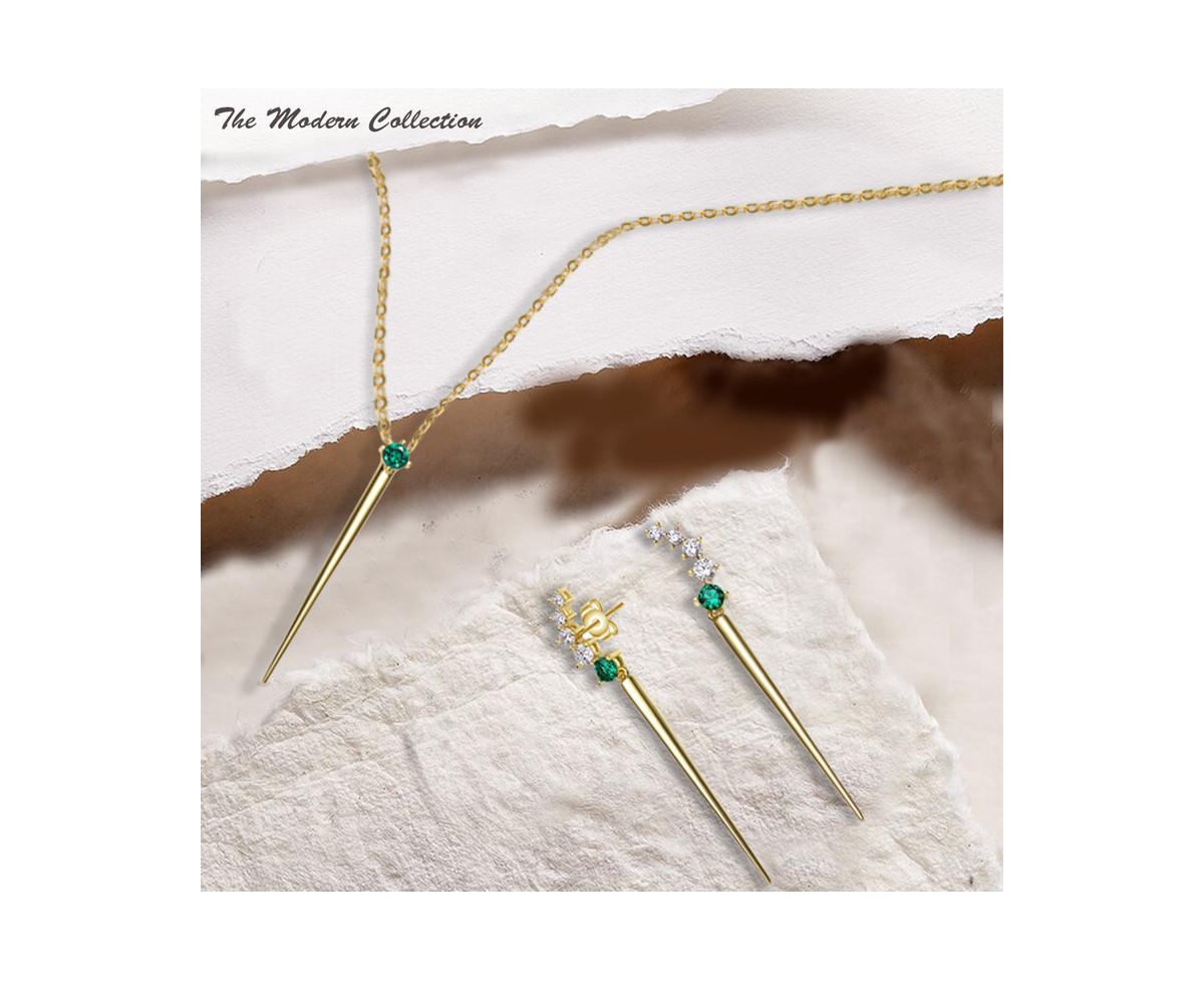 Click here for Genevive 14K Gold Plated Sterling Silver Green Lin... prices